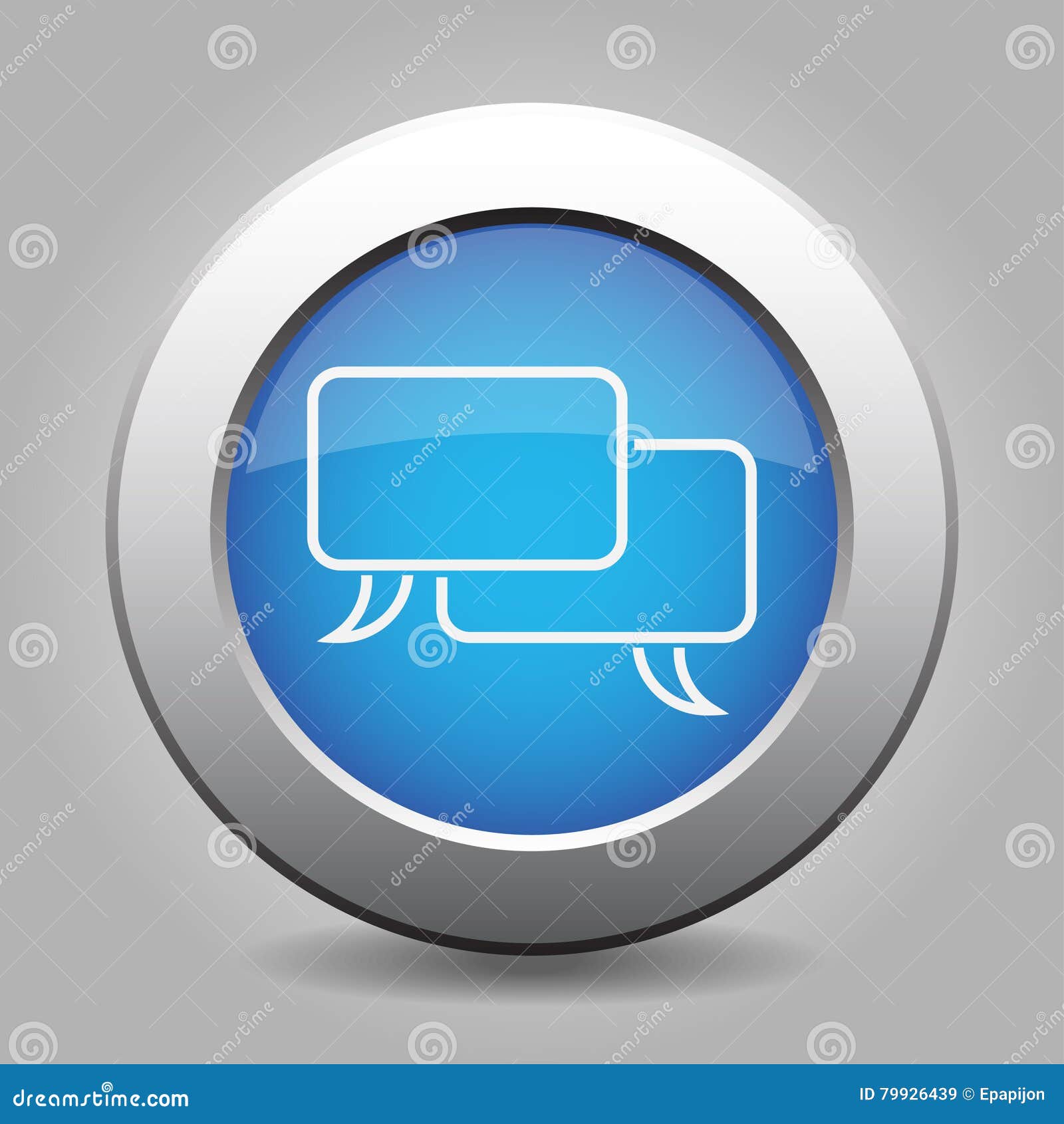 Blue Metallic Button - White Speech Bubbles Icon Stock Vector ...
