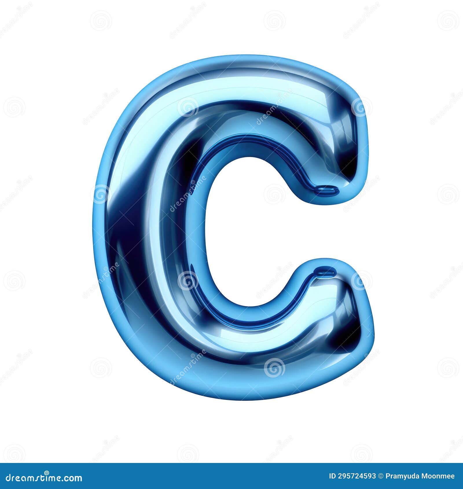 Blue Metallic C Alphabet Balloon Realistic 3D on White Background Stock ...