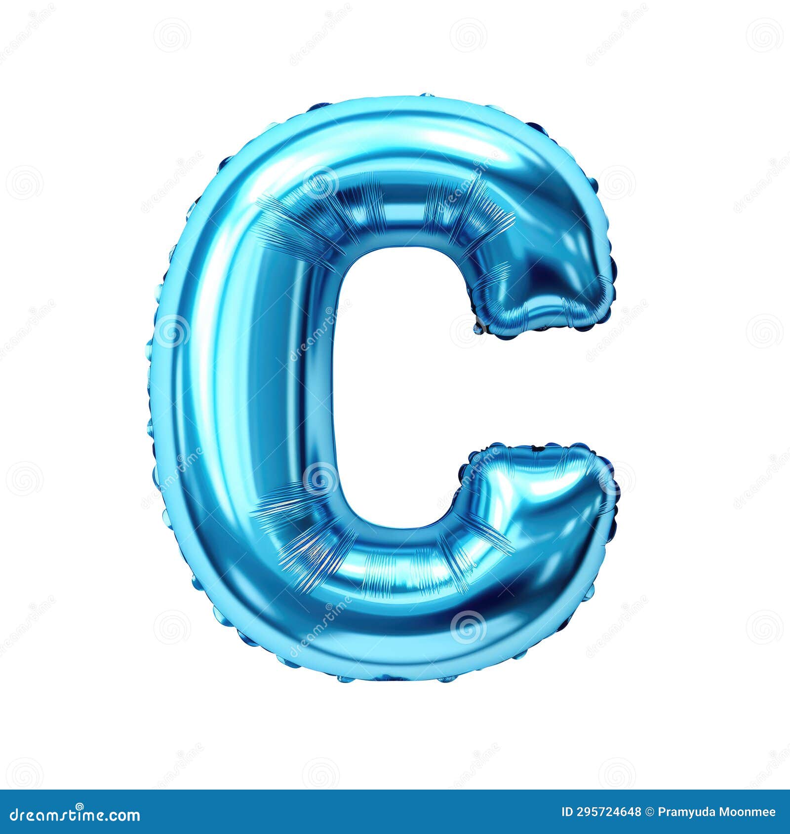 Blue Metallic C Alphabet Balloon Realistic 3D on White Background Stock ...