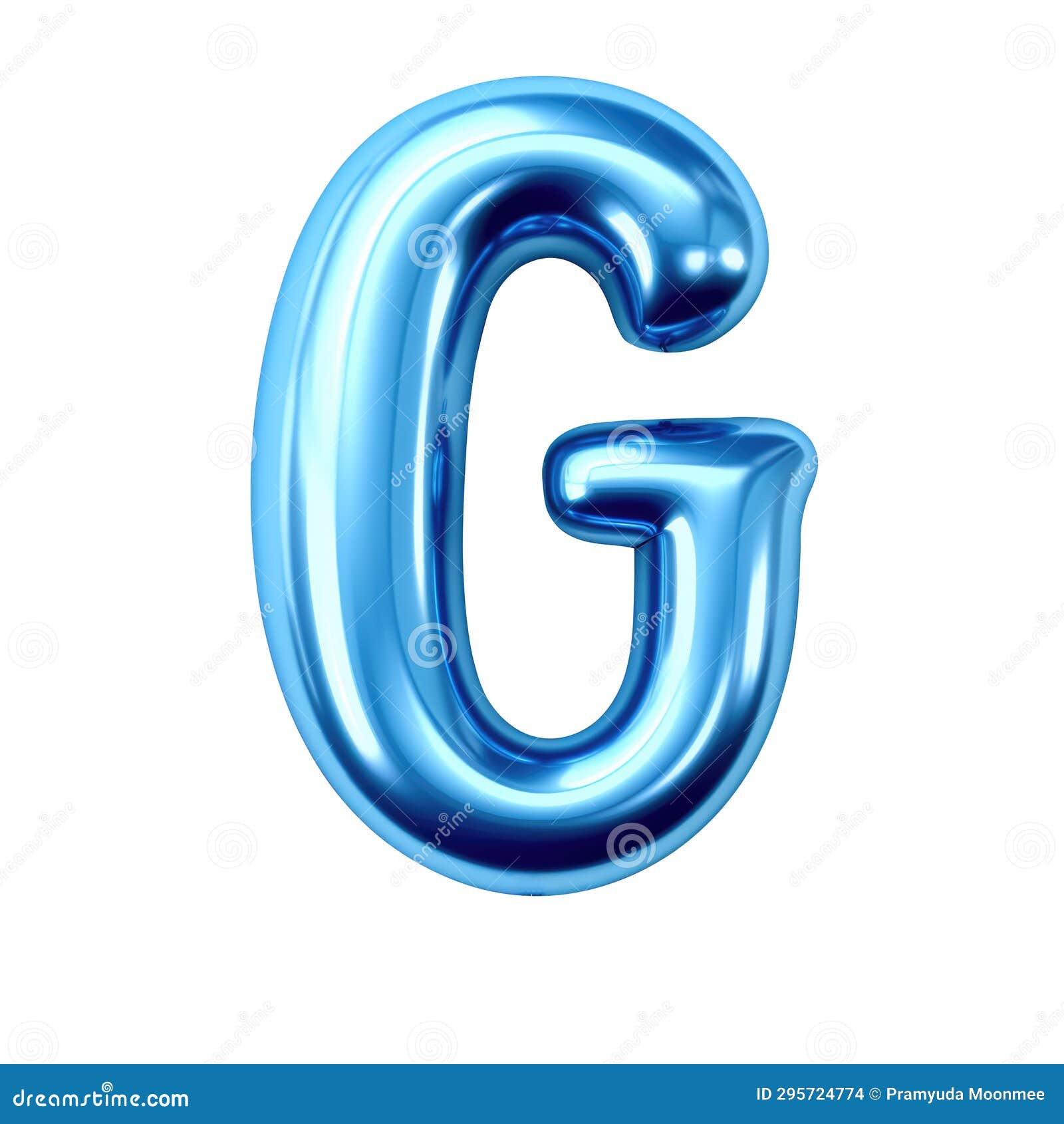 Blue Metallic G Alphabet Balloon Realistic 3D on White Background Stock ...