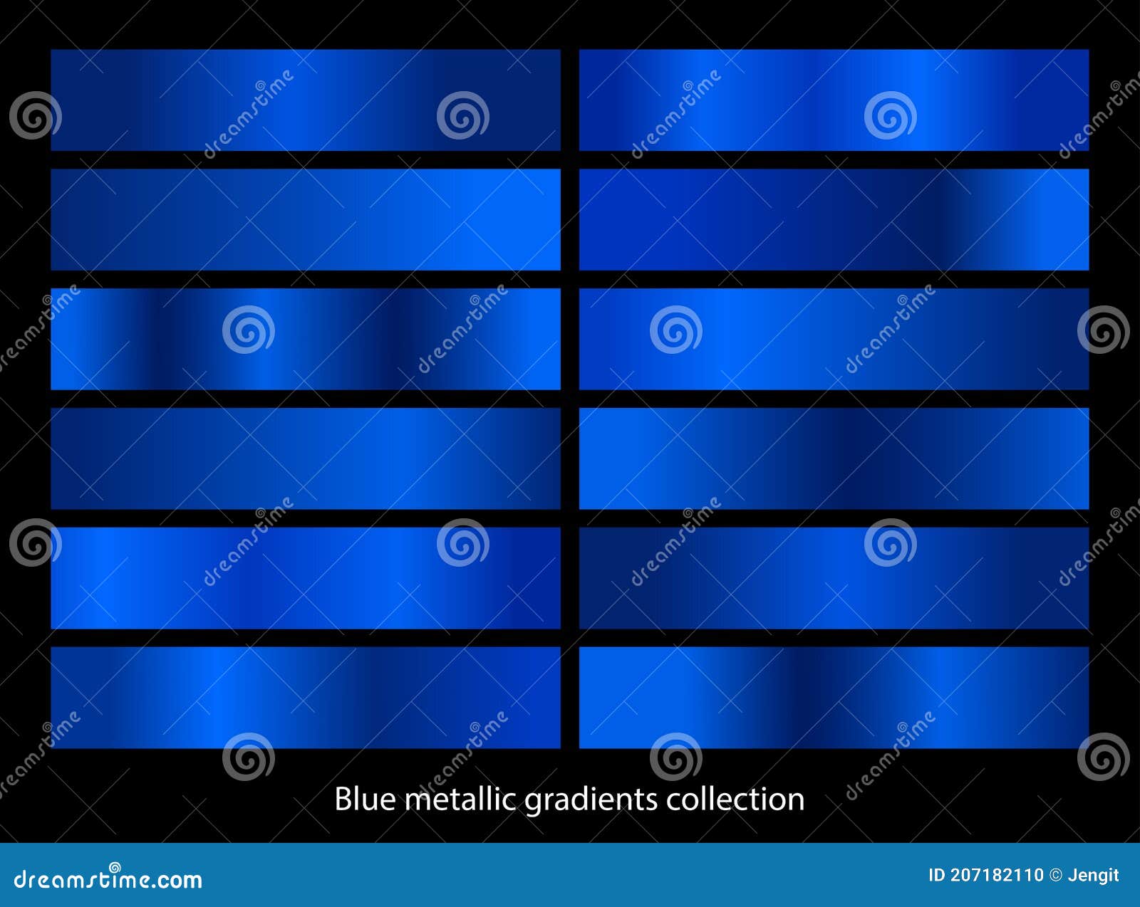 Blue Metallic Gradient Template Set Stock Vector - Illustration of ...