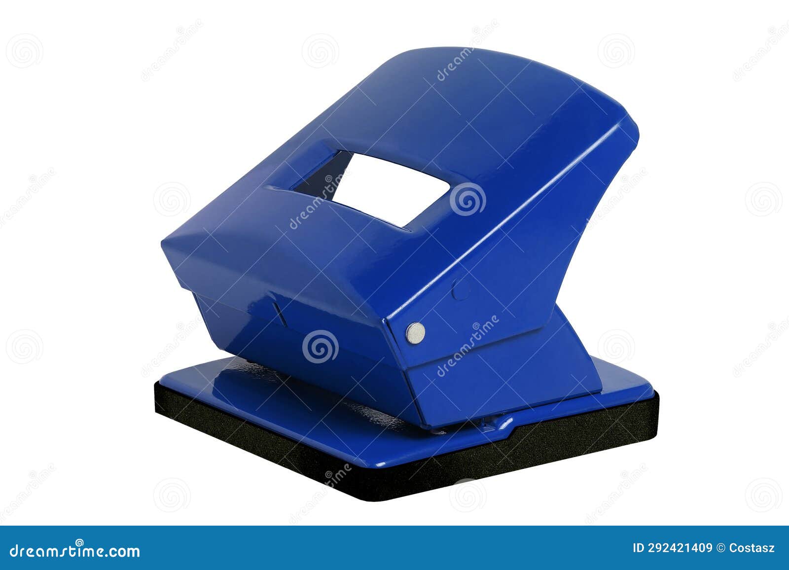 Blue metallic hole puncher stock image. Image of isolated - 292421409