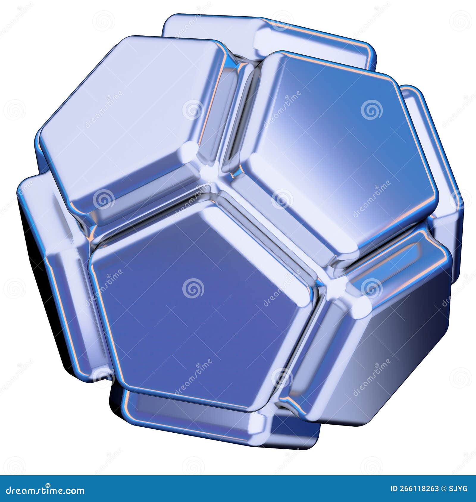 Blue Metallic Ico Sphere Crushed and Extruded Geometry Abstract ...