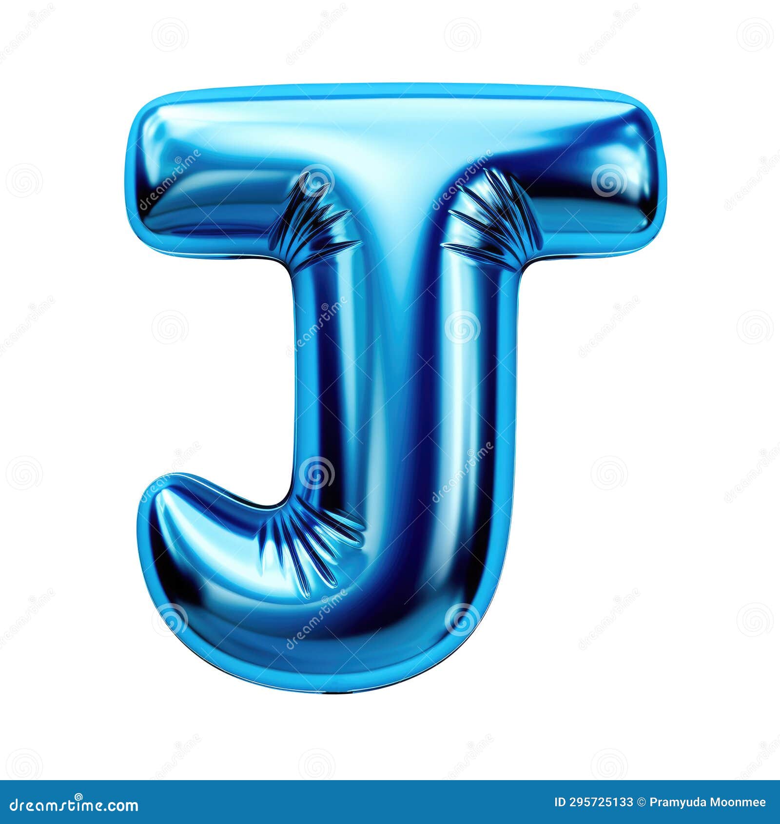 Blue Metallic J Alphabet Balloon Realistic 3D on White Background Stock ...