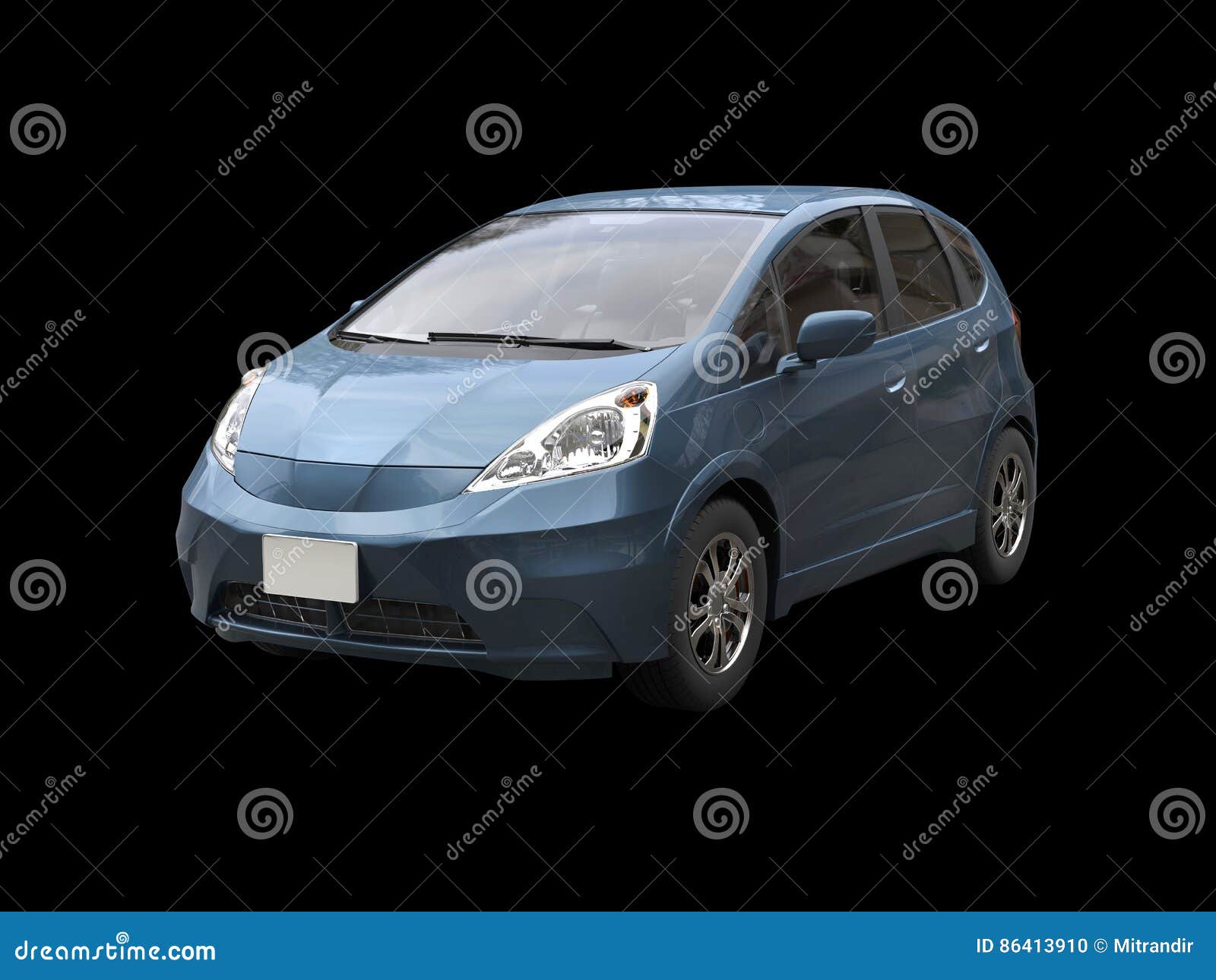Blue Metallic Modern Compact Car Stock Illustration - Illustration of ...