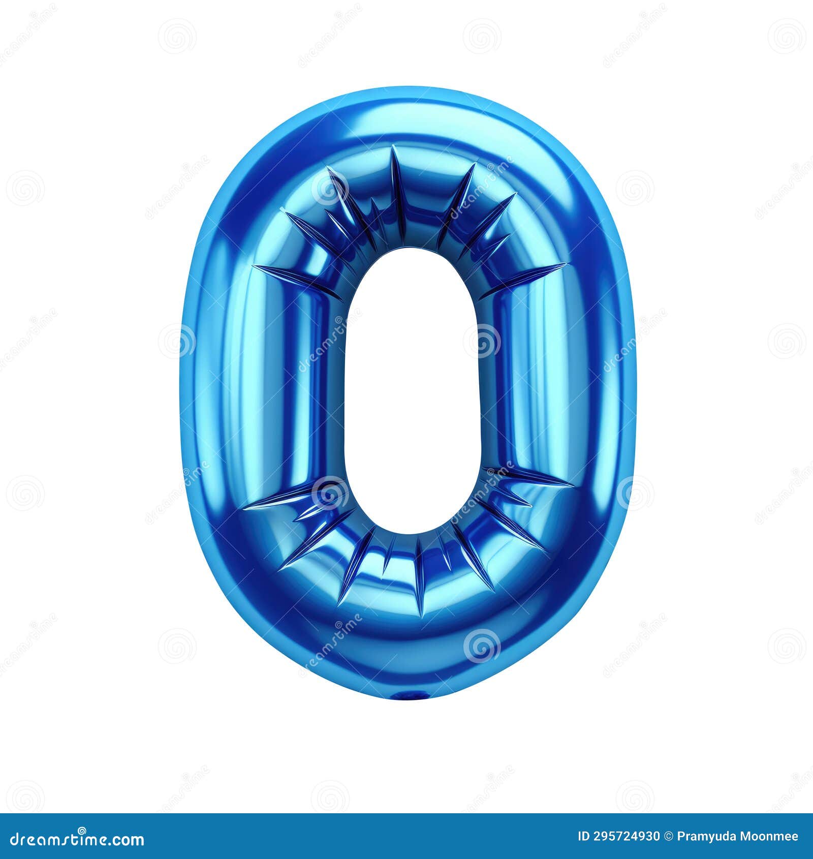 Blue Metallic 0 Number Balloon Realistic 3D on White Background Stock ...