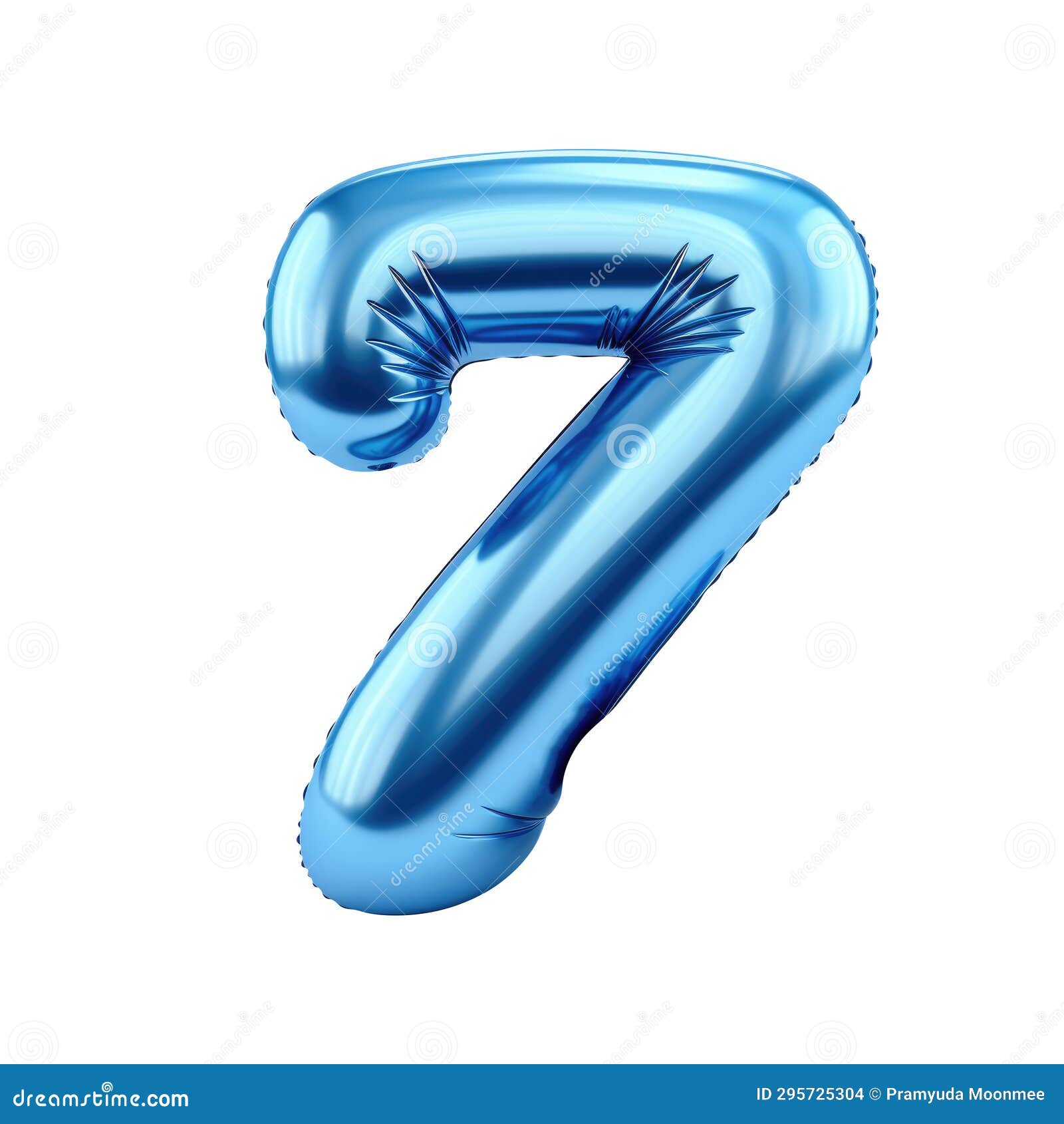 Blue Metallic 7 Number Balloon Realistic 3D on White Background Stock ...