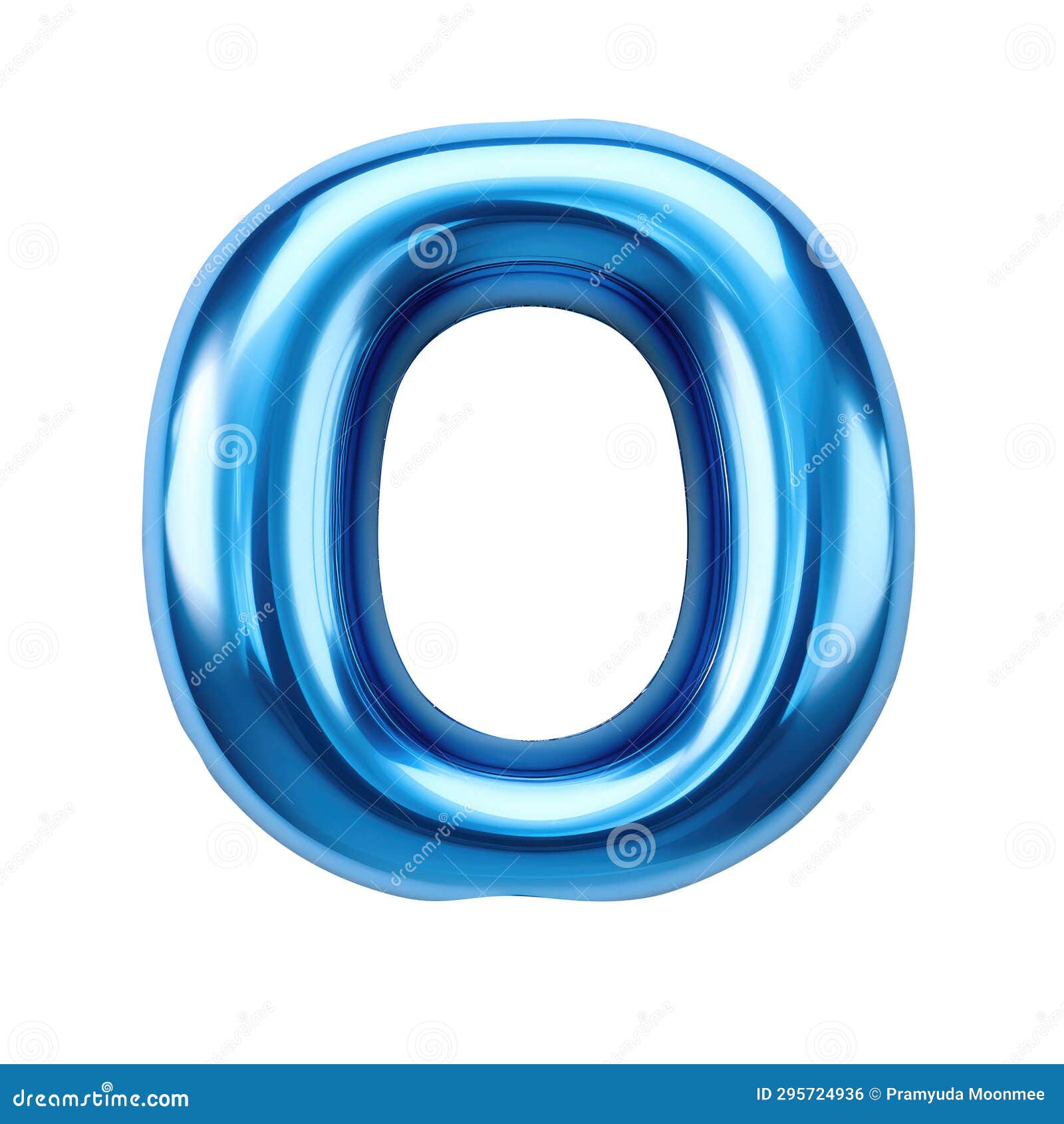 Blue Metallic O Alphabet Balloon Realistic 3D on White Background Stock ...