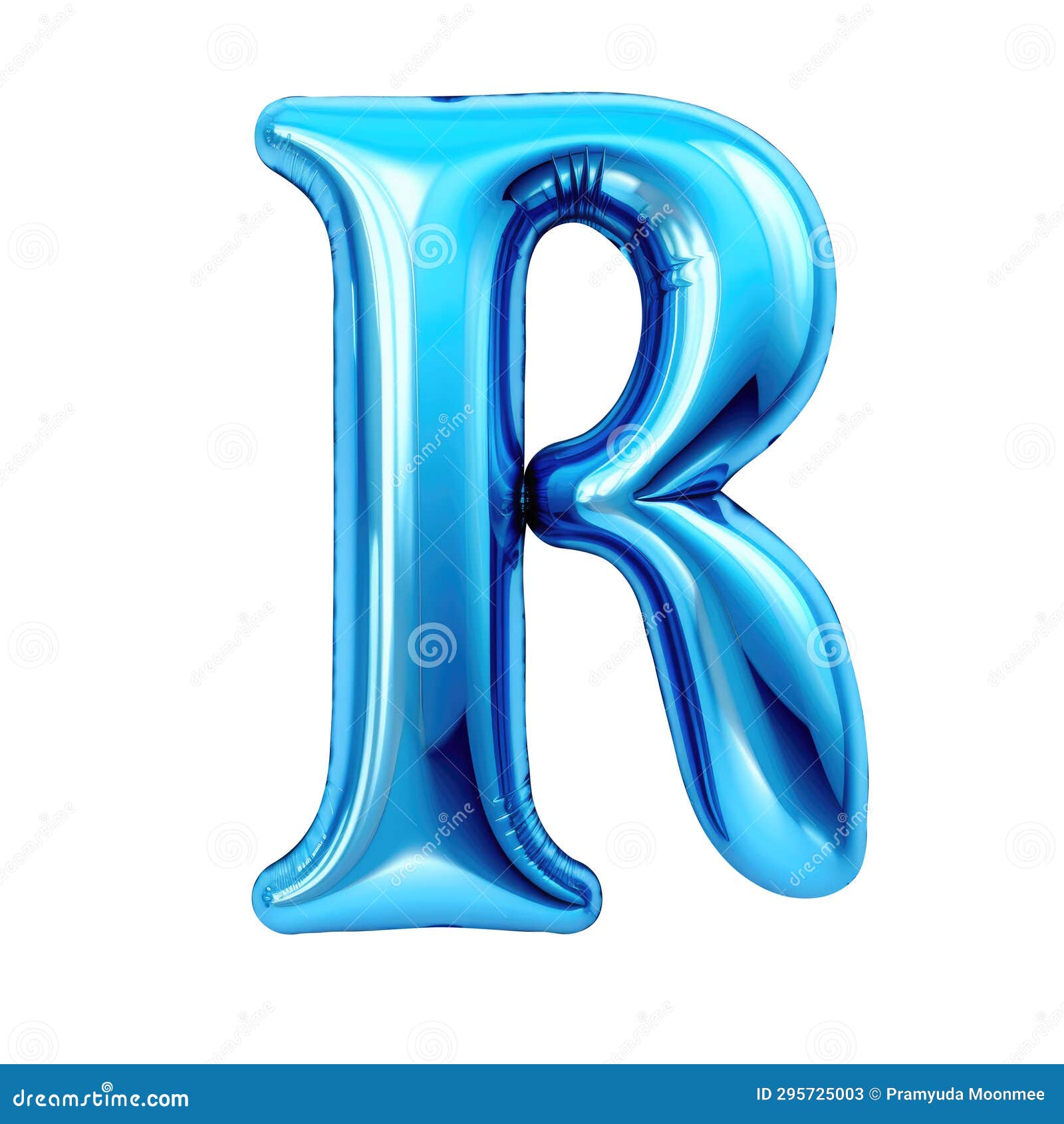 Blue Metallic R Alphabet Balloon Realistic 3D on White Background Stock ...