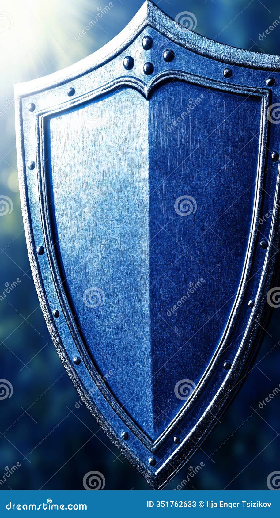 Blue Metallic Security Shield, Protection, Defense and Safety Concept ...