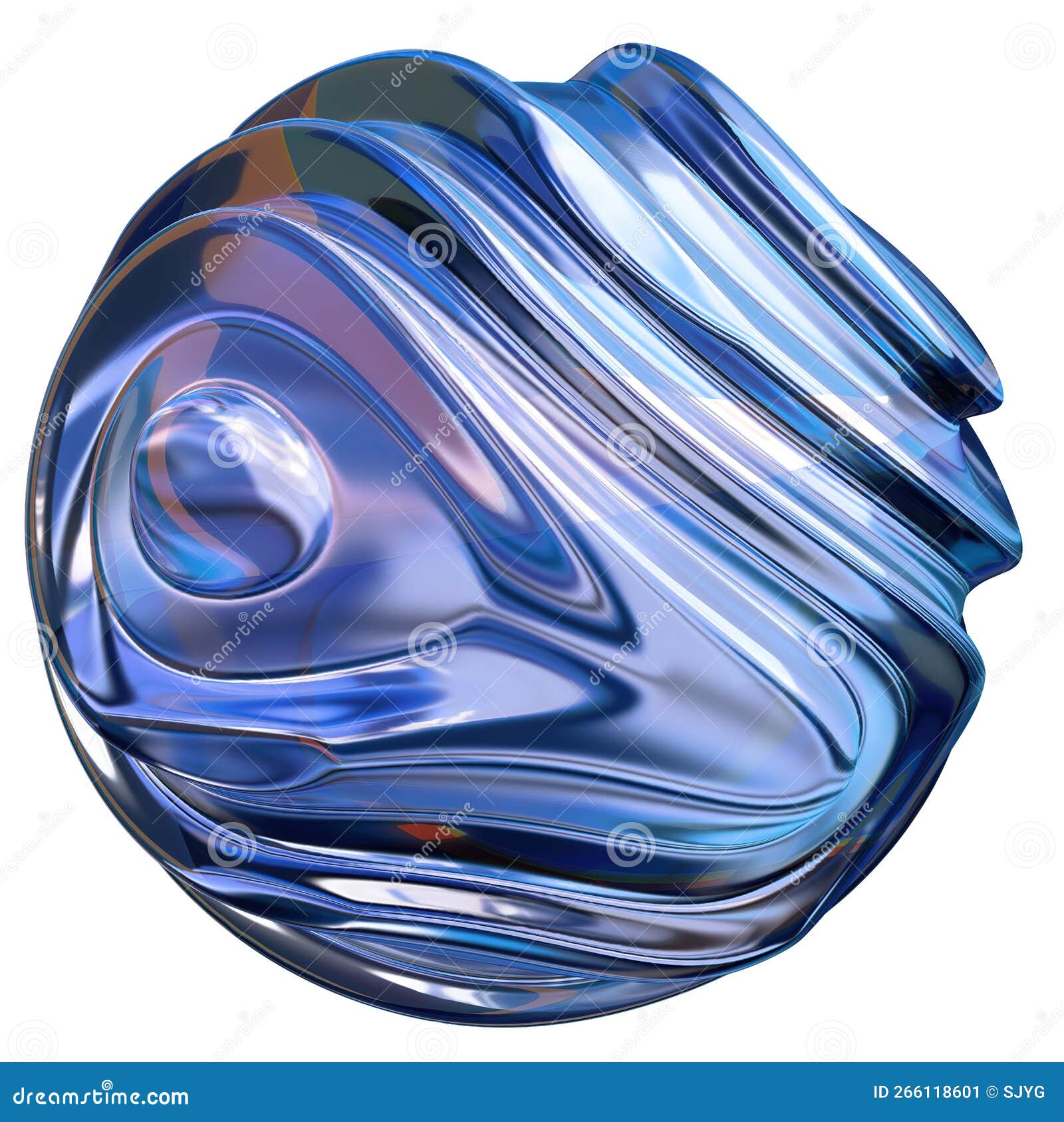 Blue Metallic Sphere with Organic Wave Pattern Abstract, Dramatic ...