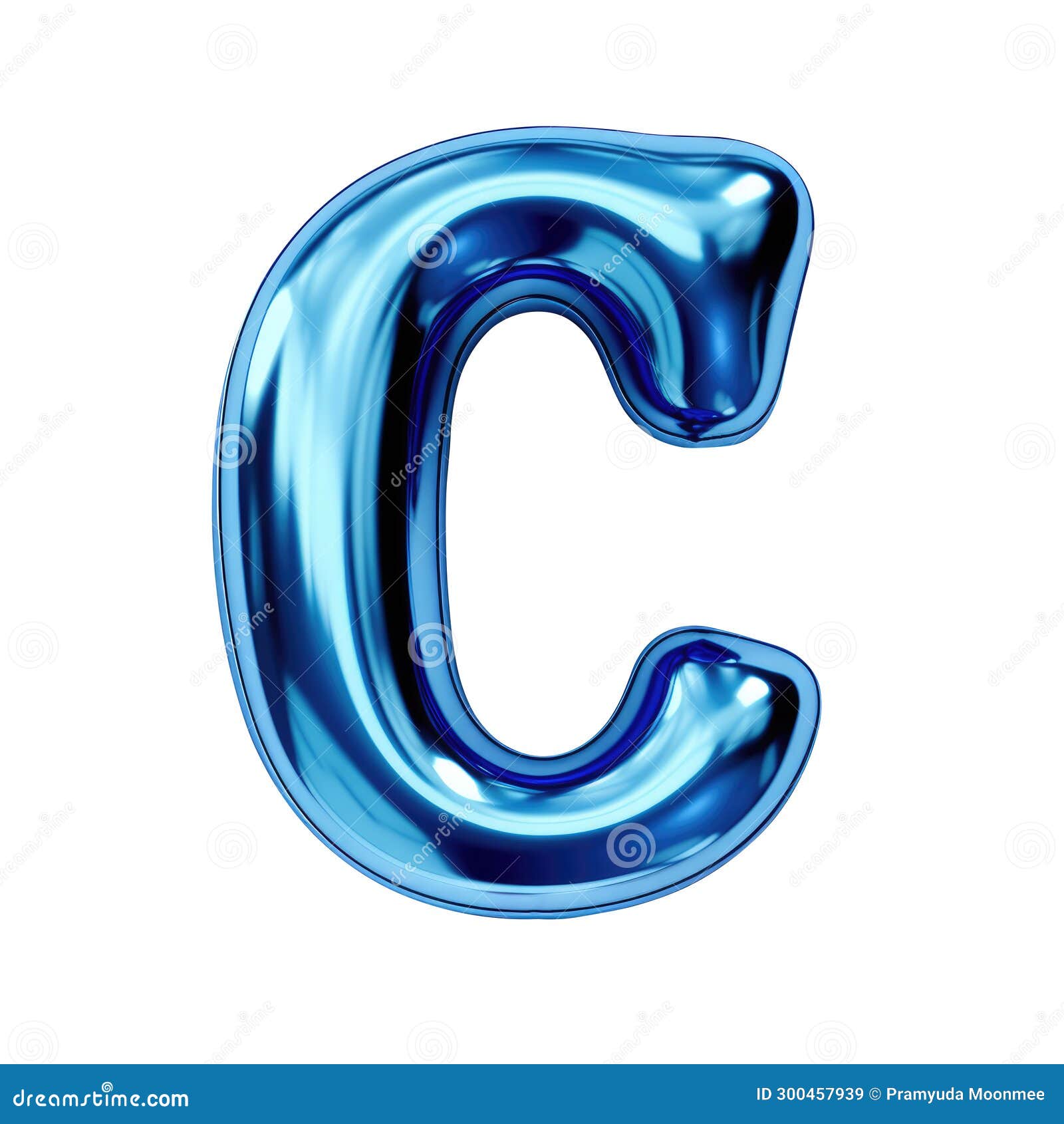Blue Metallic V Alphabet Balloon Realistic 3D on White Background Stock ...