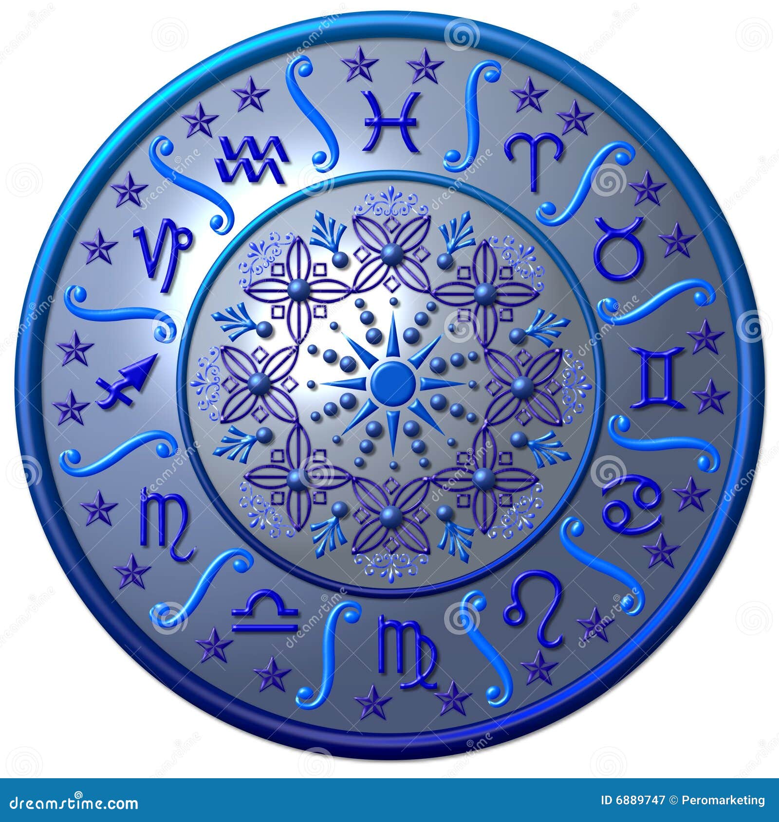 Blue Metallic Zodiac Disc stock illustration. Illustration of shape ...
