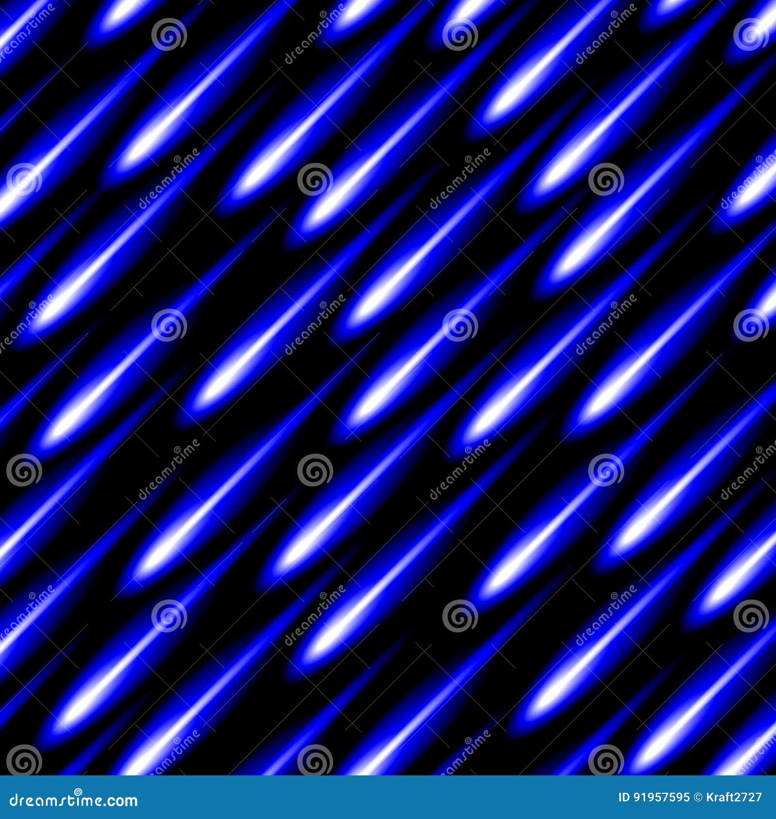 Blue Meteor And Comets Collection Isolated On Black Background. Stock ...