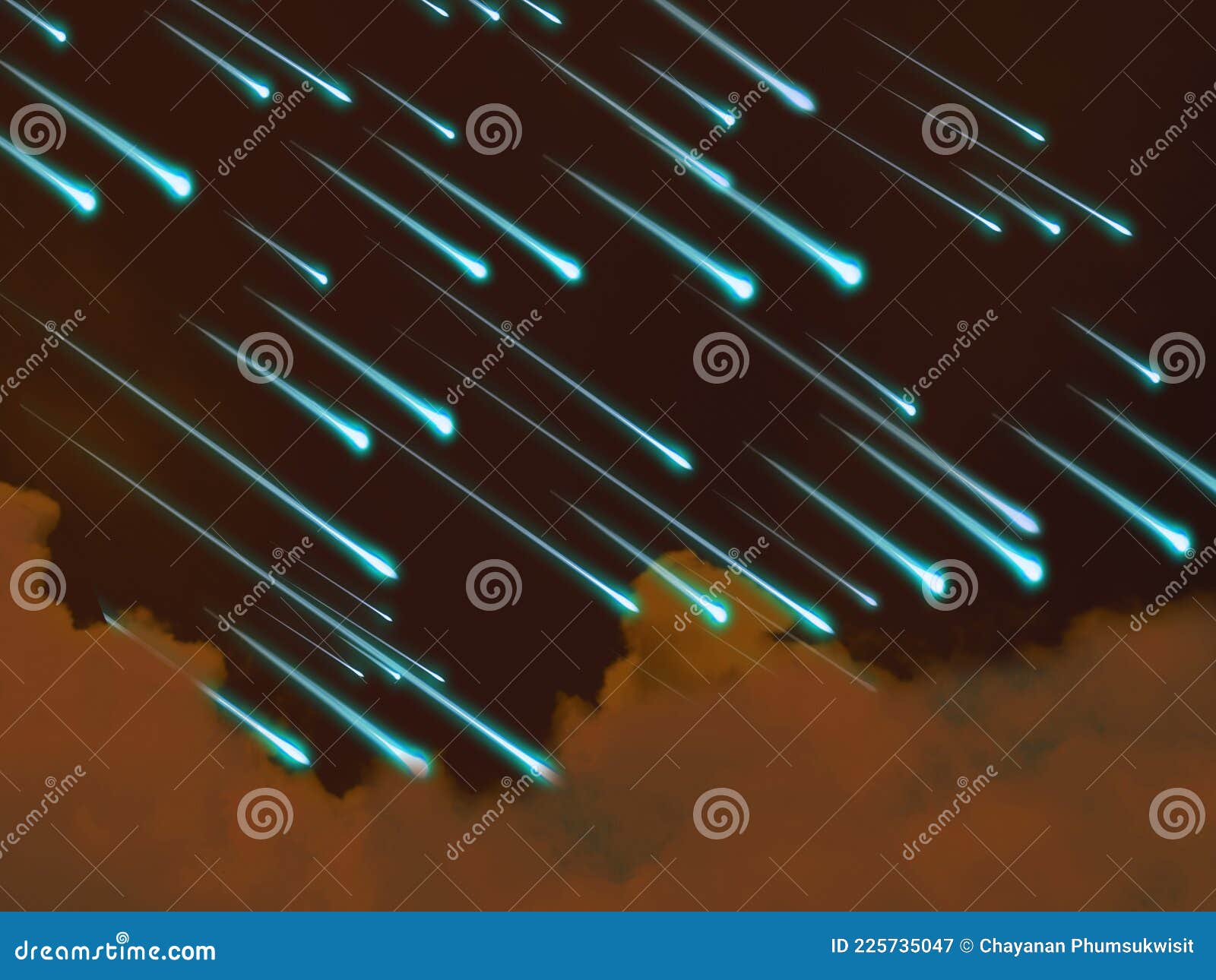 Blue Meteors Rain on the Night Sky Dark Cloud Stock Image - Image of ...
