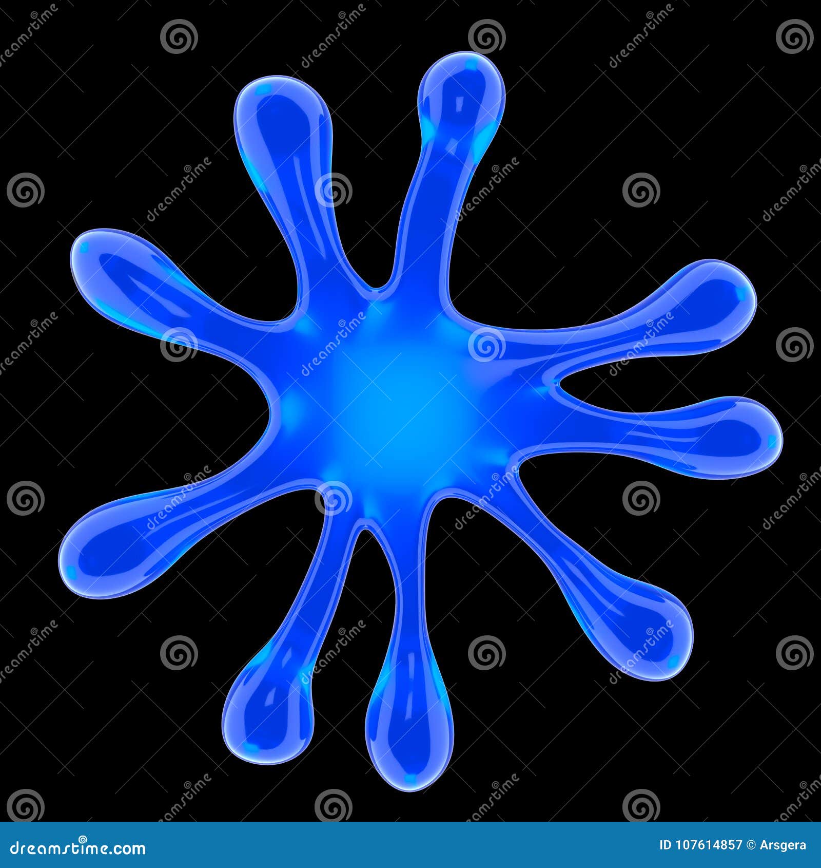 Blue Microbe or Fluid Splash on Black Stock Illustration - Illustration ...