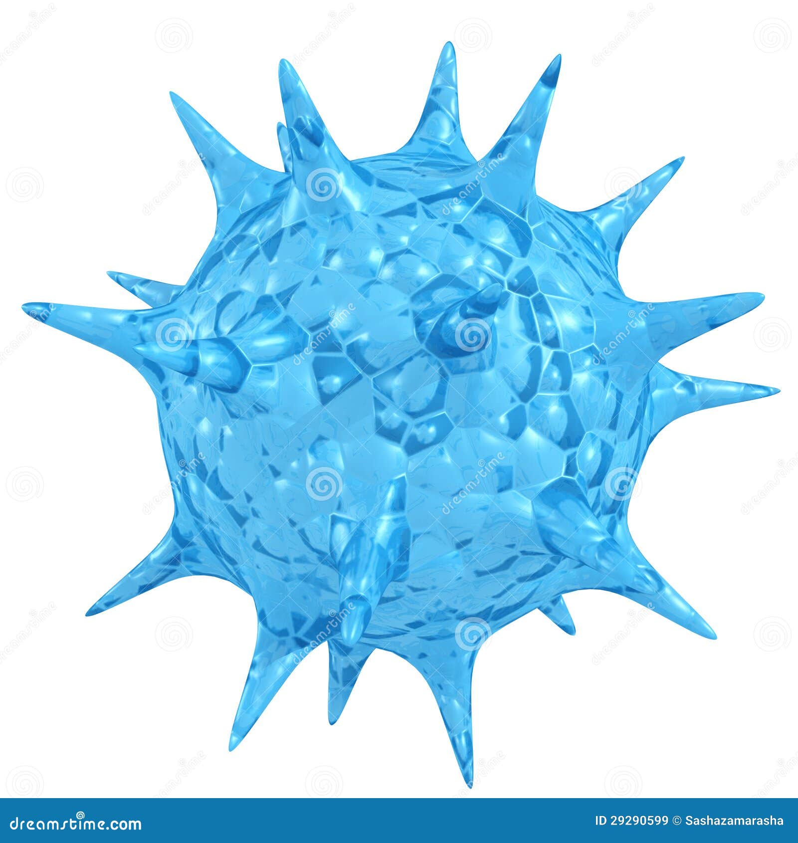 Blue Microbe on White Background Stock Illustration - Illustration of ...
