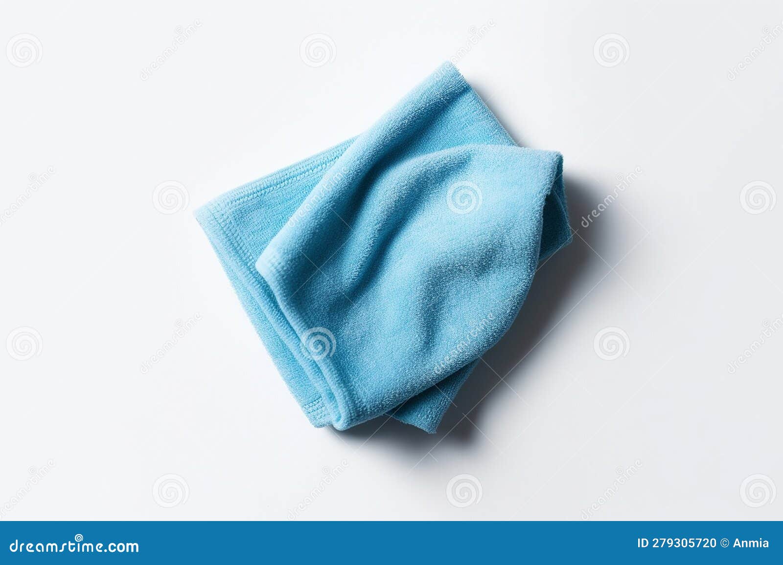Blue Microfiber Table Napkin on White Stock Illustration - Illustration ...