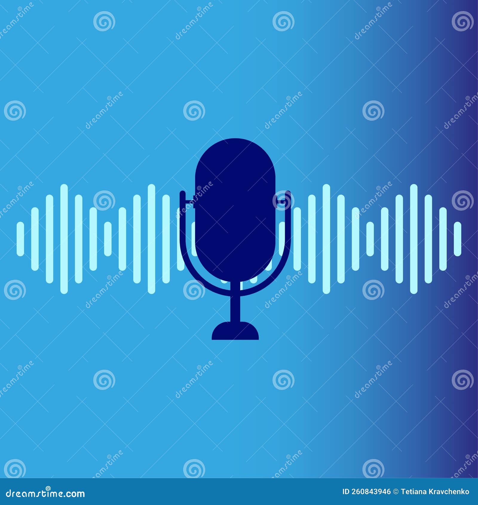 Blue Microphone Line. Vector Illustration. Stock Image Stock Vector ...