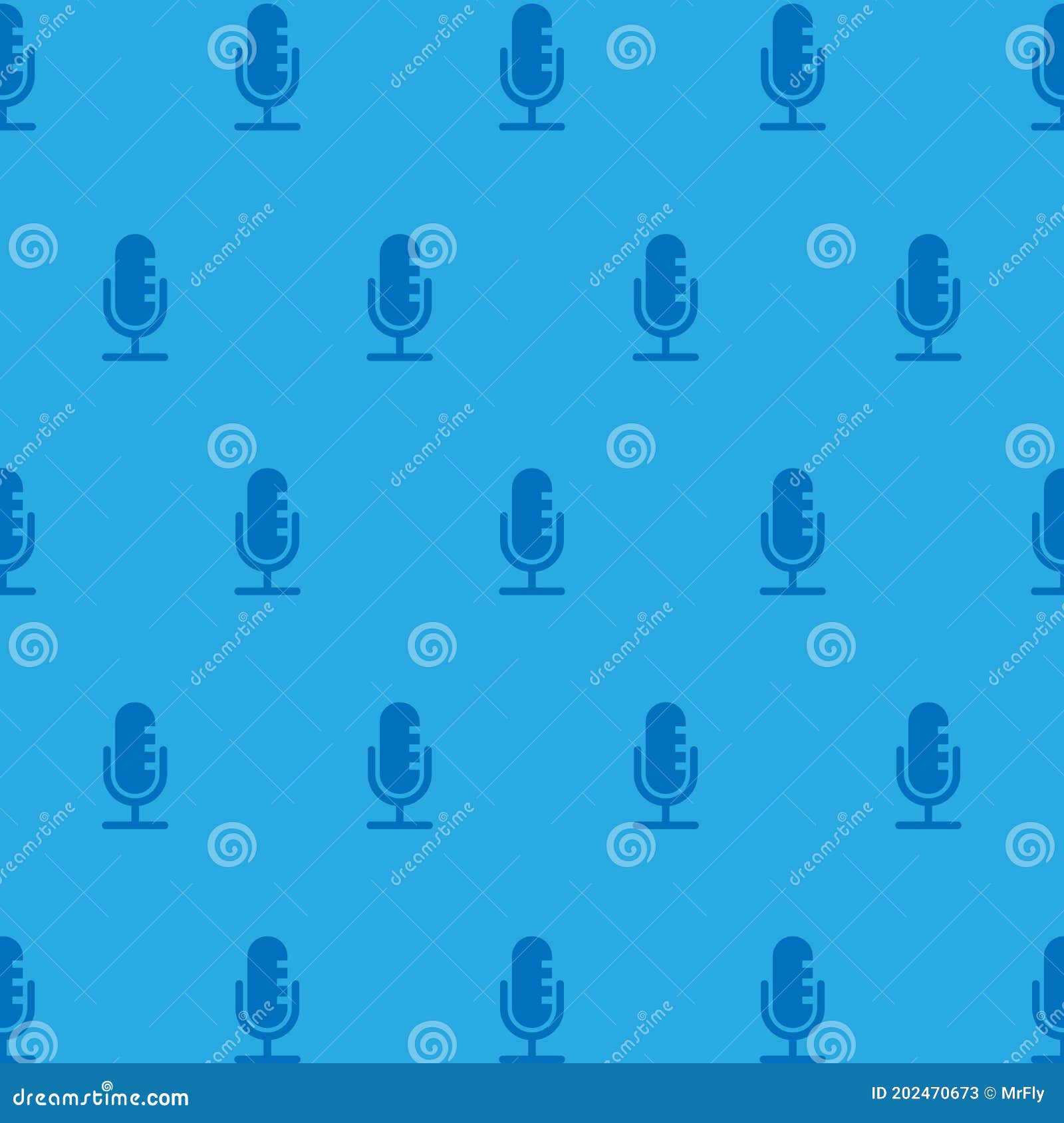 Blue Microphone Seamless Pattern, Vector Illustration Stock Vector ...
