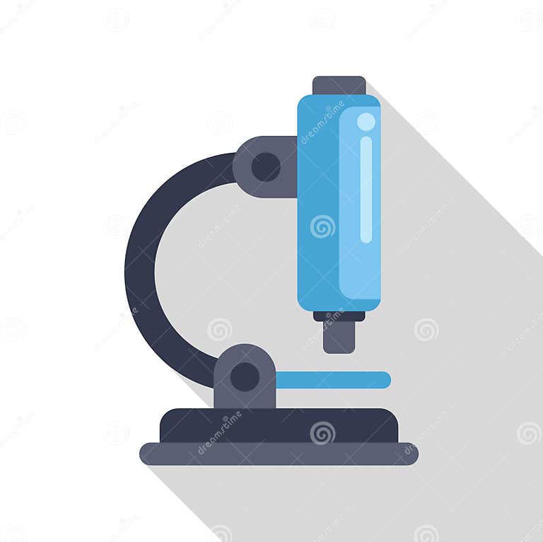 Blue Microscope Standing on a Table with Long Shadow Stock Illustration ...