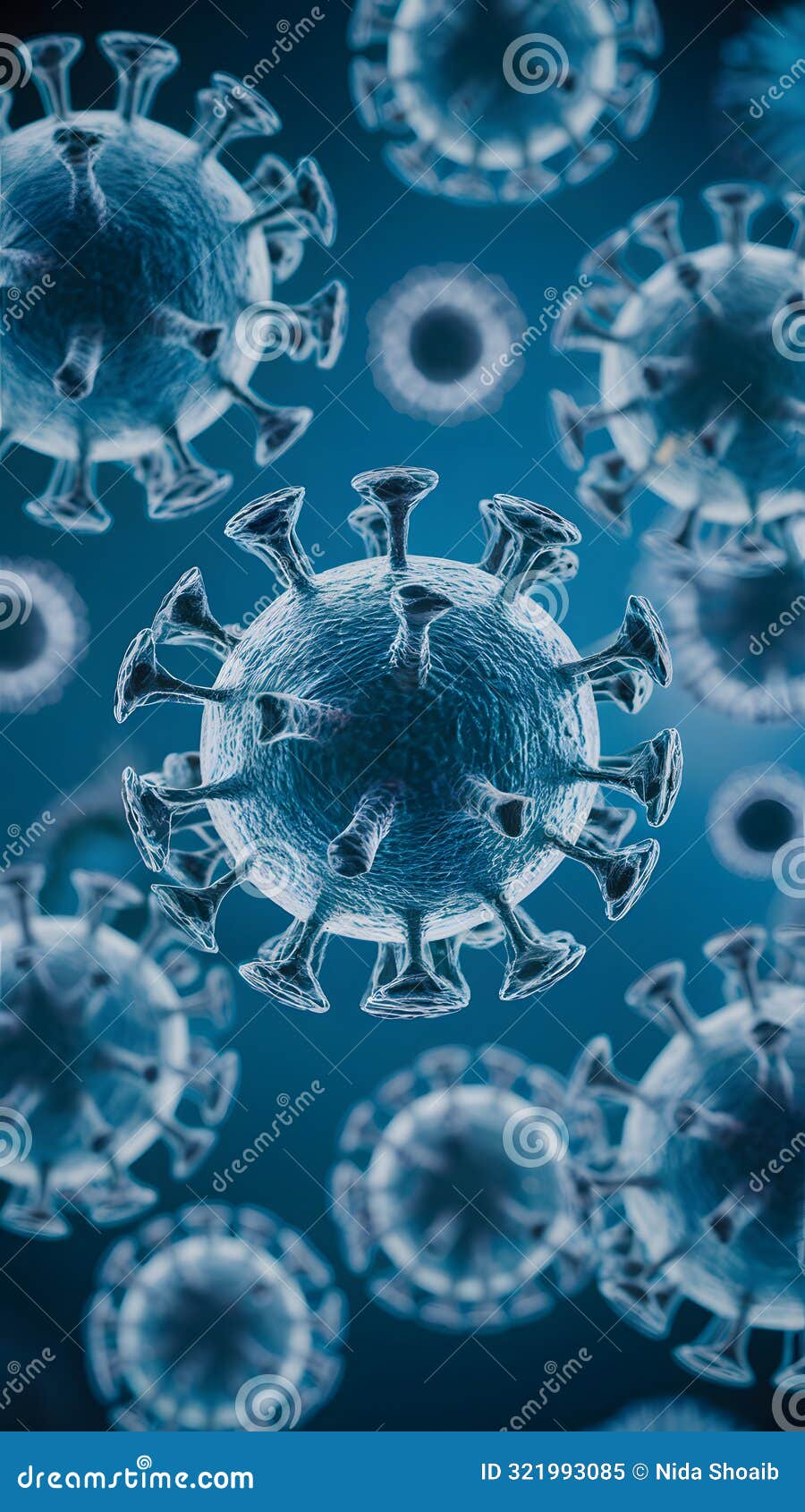 Blue Microscopic Entities with Protruding Structures Resembling ...