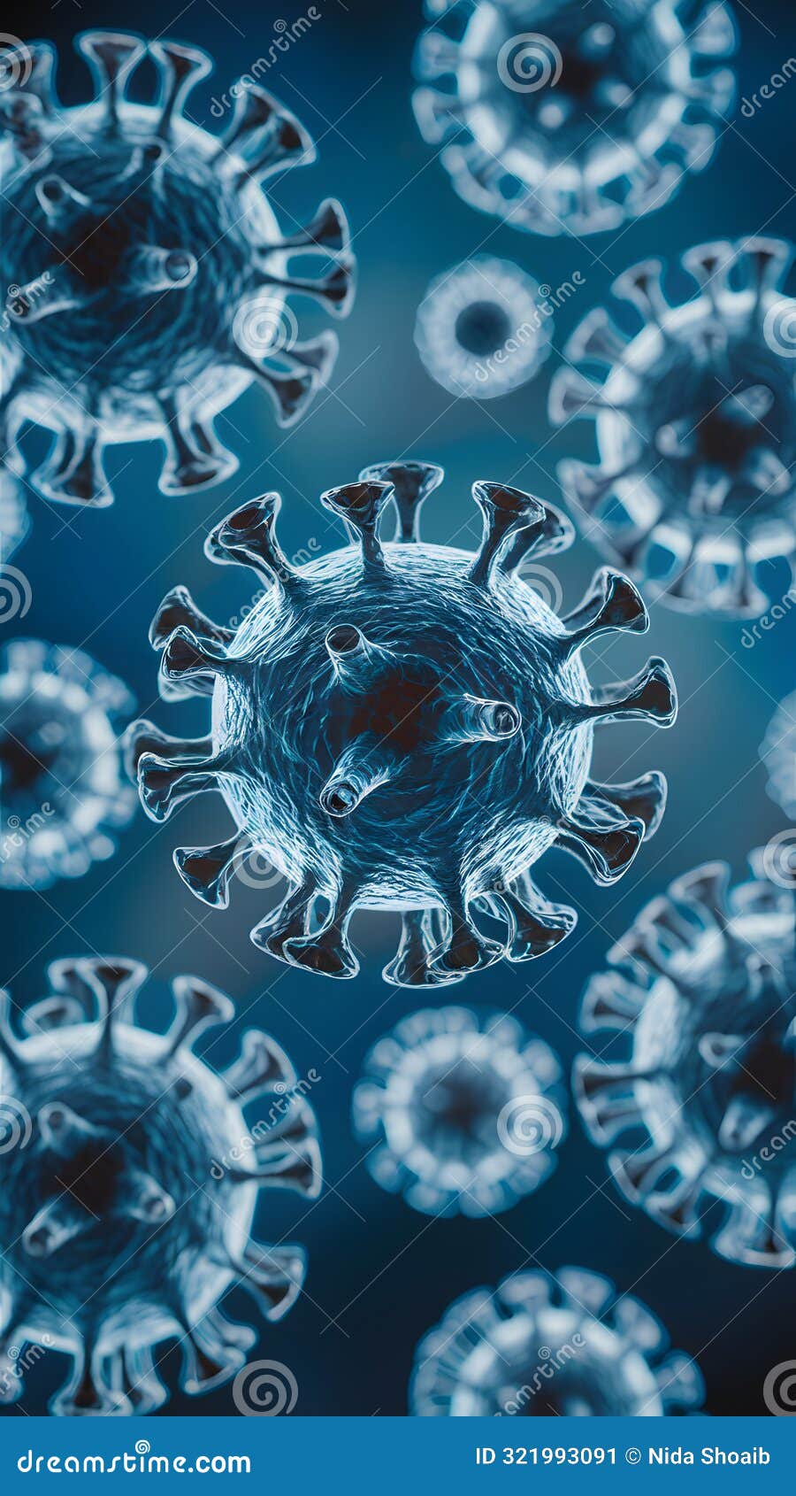 Blue Microscopic Entities with Protruding Structures Resembling ...