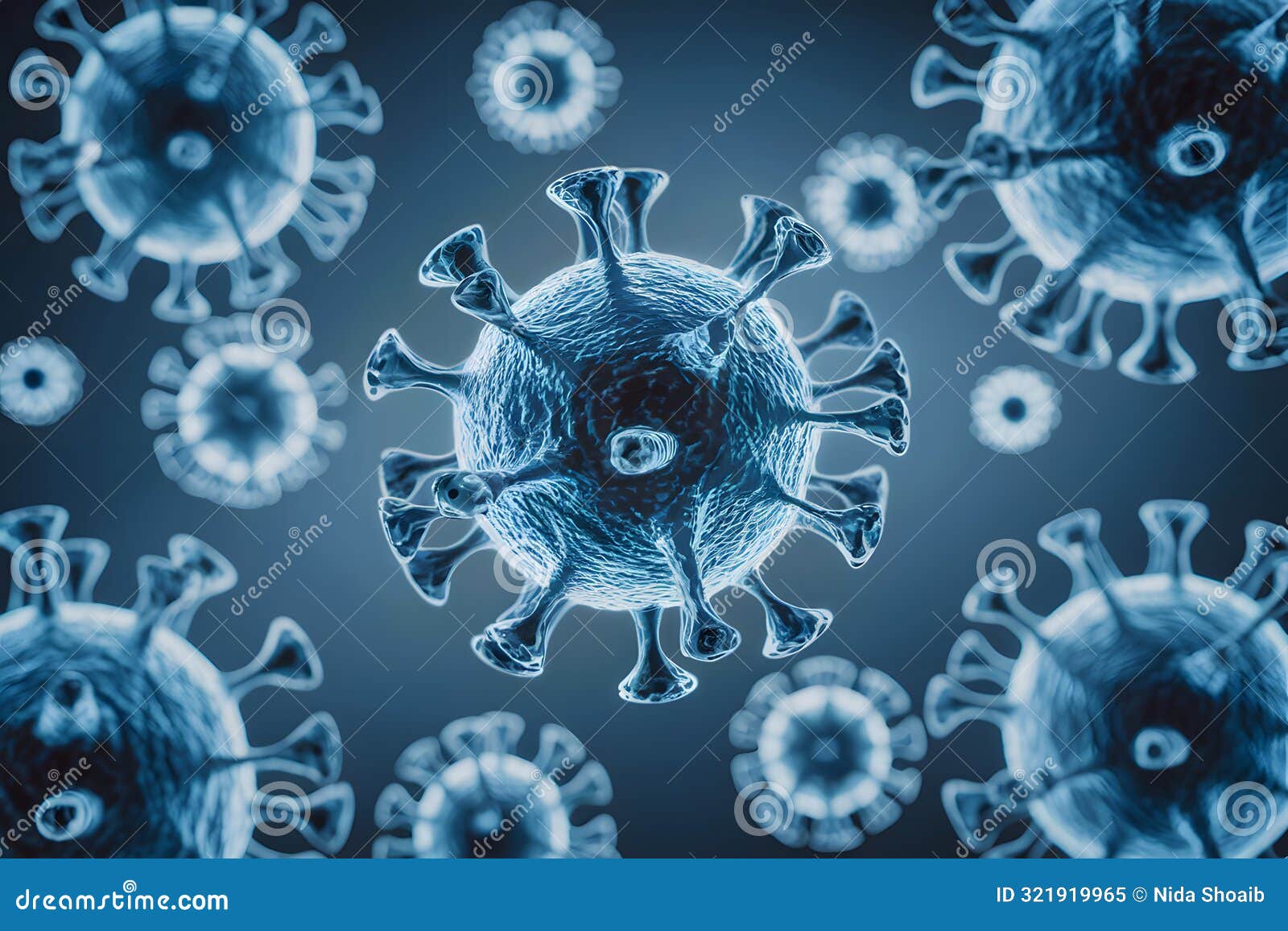 Blue Microscopic Entities with Protruding Structures Resembling ...