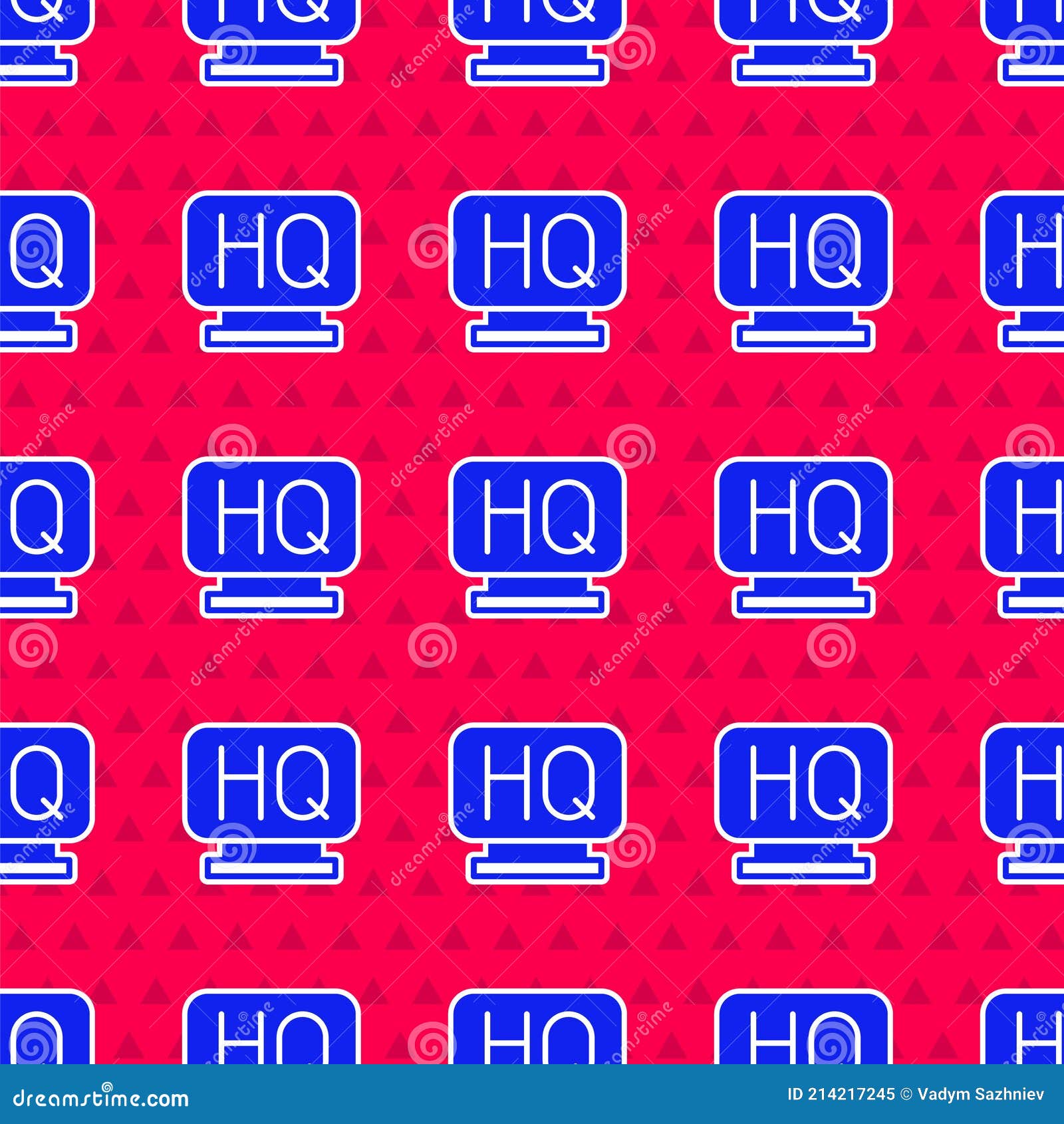 Blue Military Headquarters Icon Isolated Seamless Pattern on Red ...