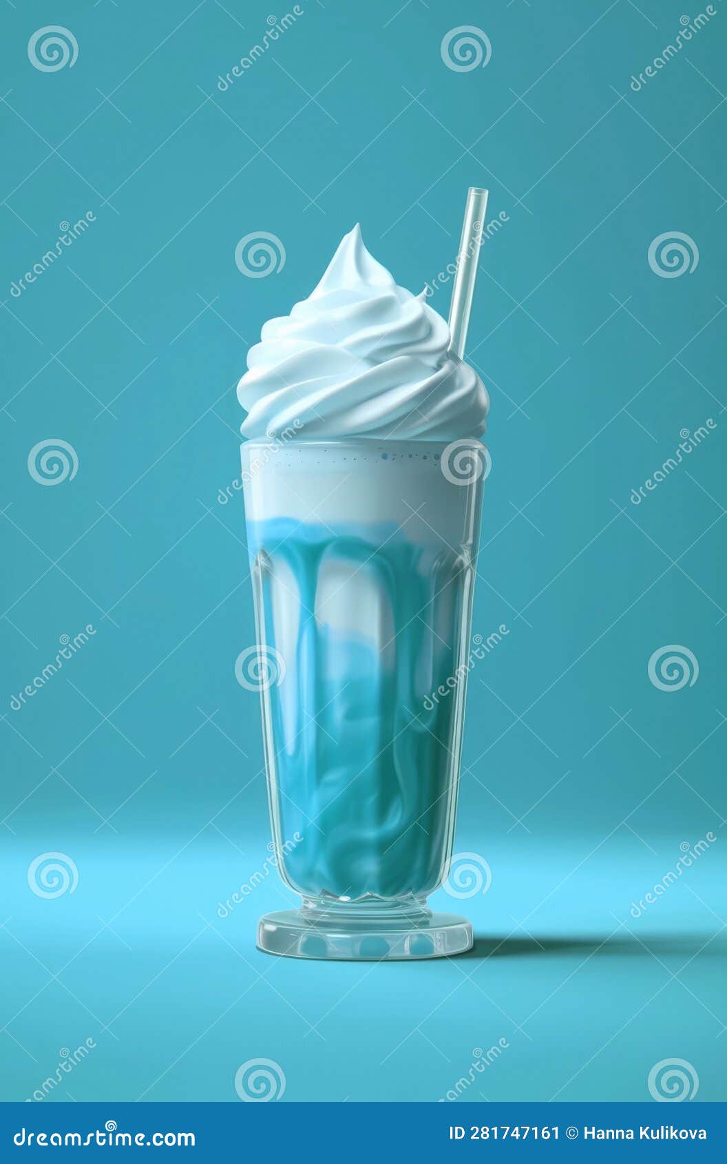 Blue Milk Cocktail with Whipped Cream. Stock Illustration ...