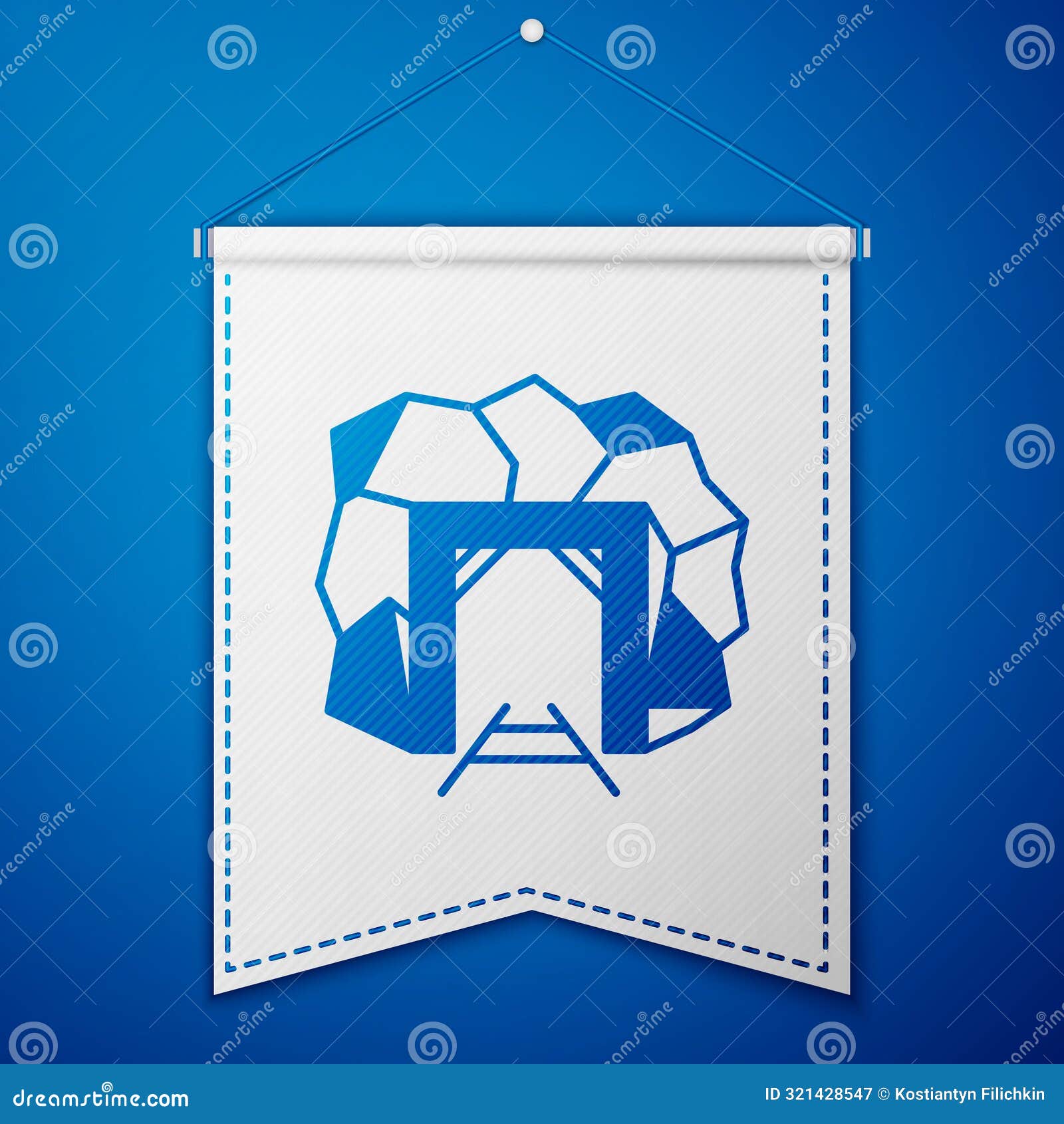 Blue Mine Entrance Icon Isolated on Blue Background. White Pennant ...