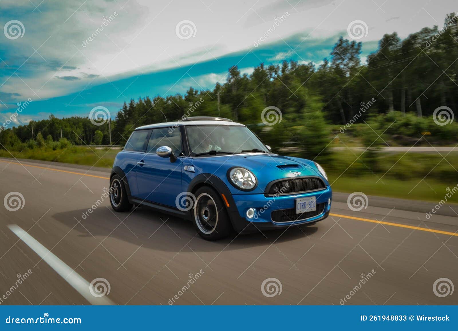 Blue Mini Cooper on Road during Drive Editorial Stock Photo - Image of ...