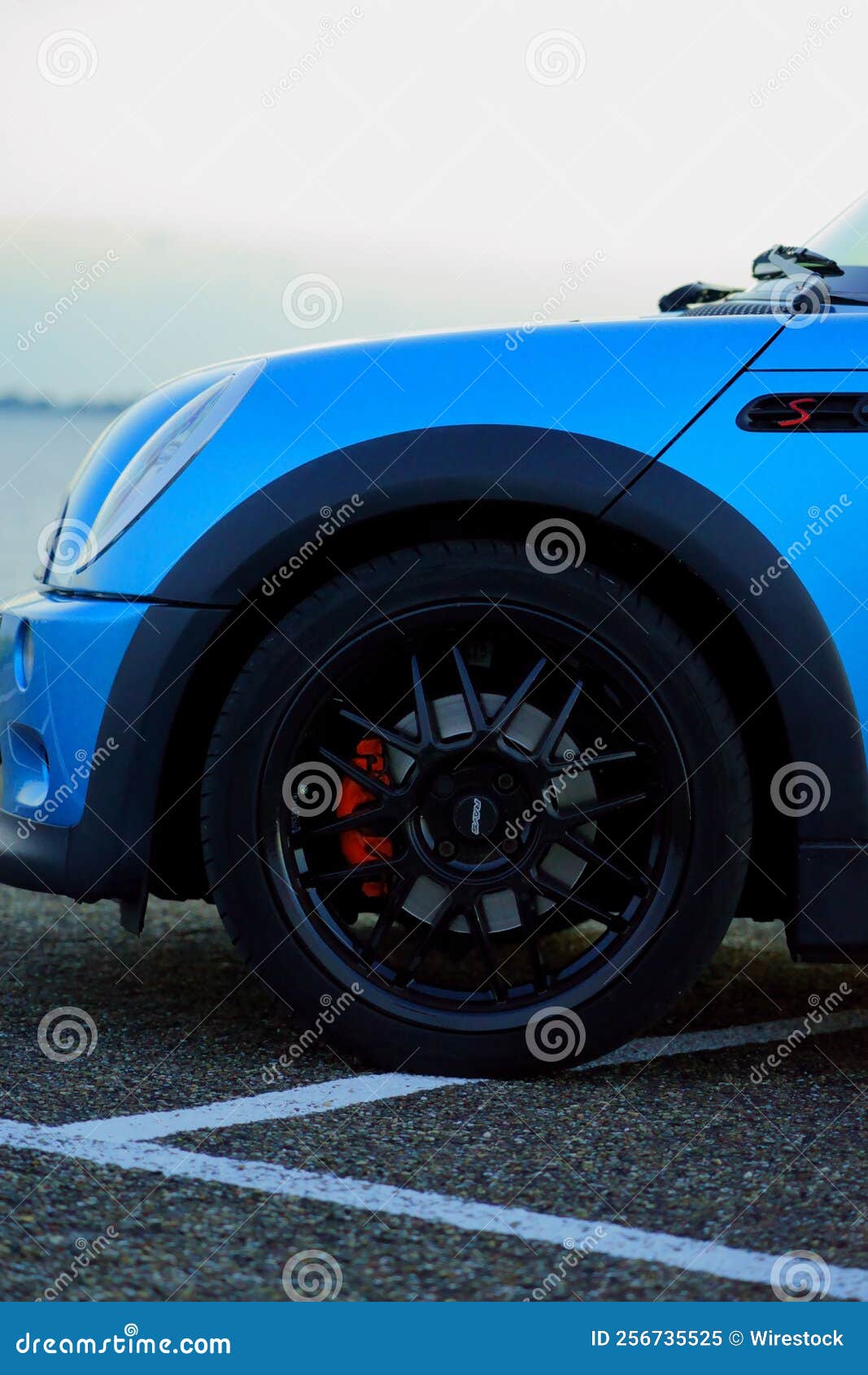 Blue Mini Cooper S R53 Side View and Rim of the Car Editorial Image ...