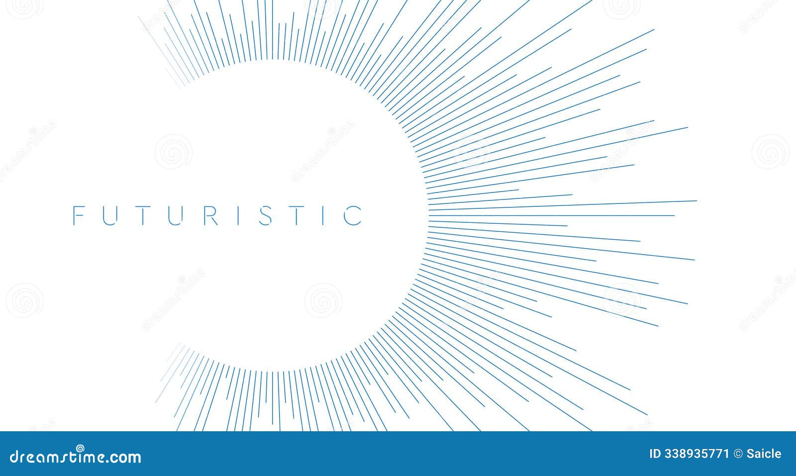 Blue Minimal Linear Rays Arranged in a Circle Abstract Tech Background ...