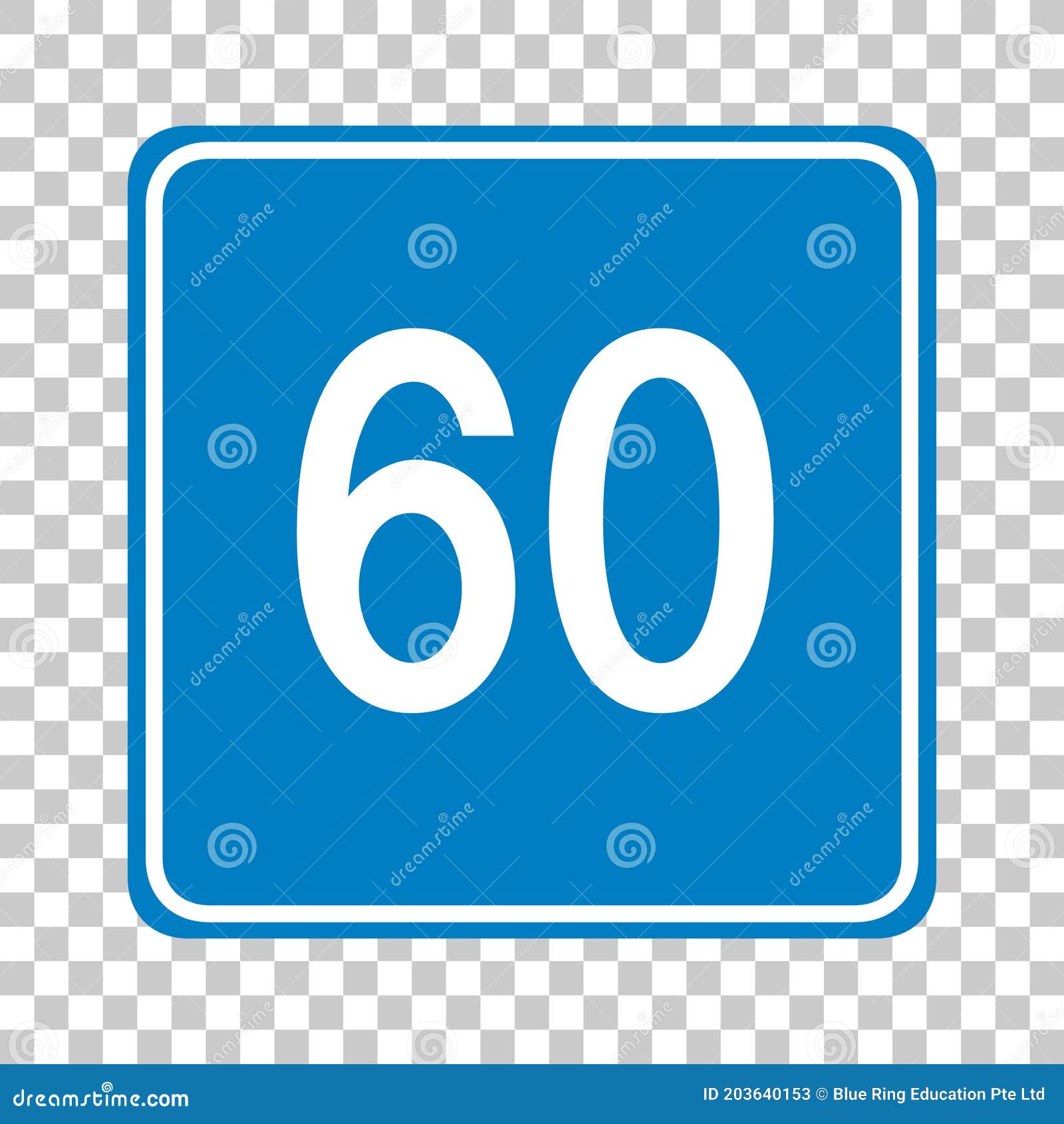 Blue Minimum Speed Limit 60 Road Sign Isolated on Transparent ...