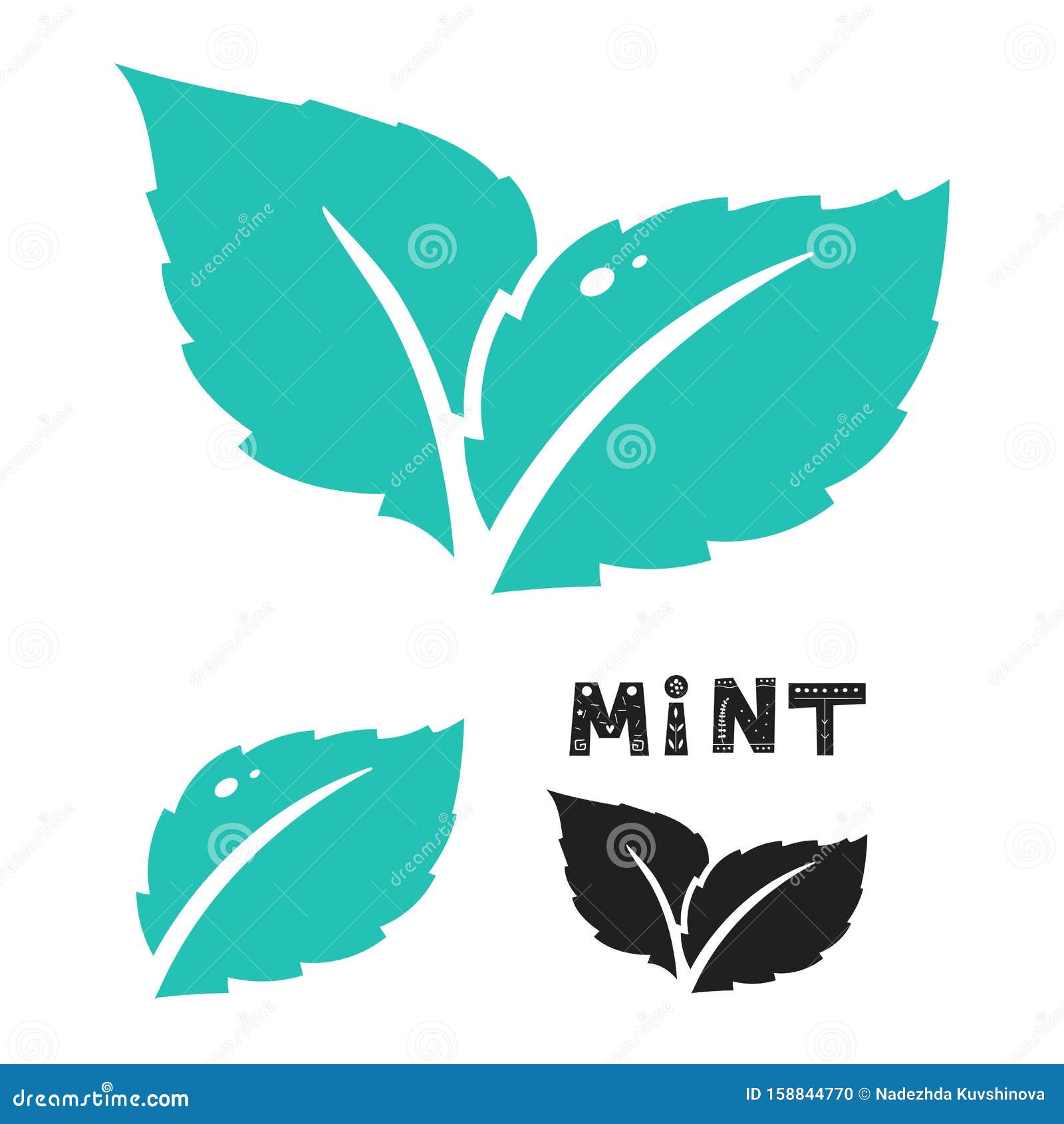 Blue Mint Leave Icon on White. Mint Leaves Vector Logo Stock Vector ...