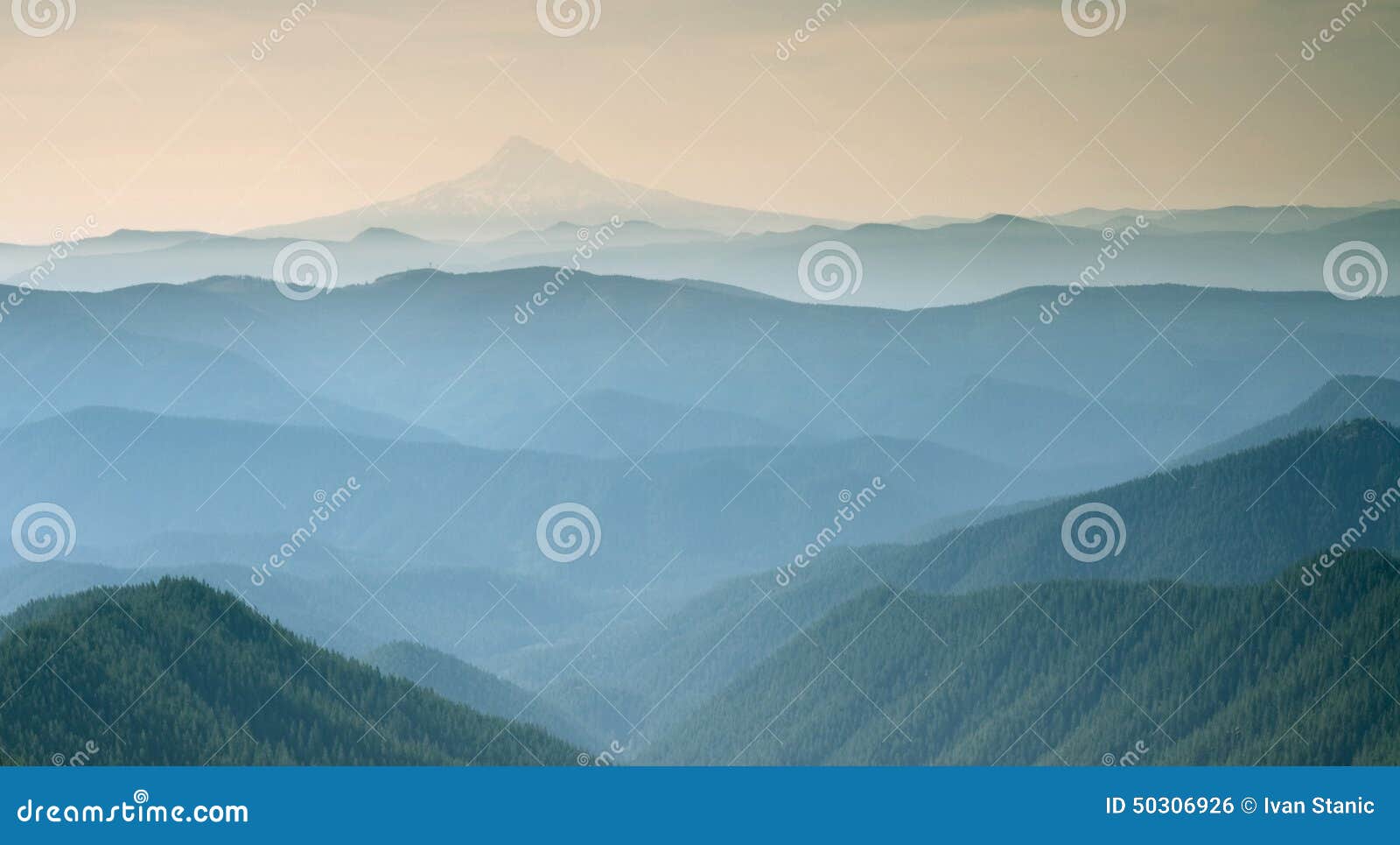 Blue Misty View of Silver Mountain Portland Oregon 1 Stock Photo ...