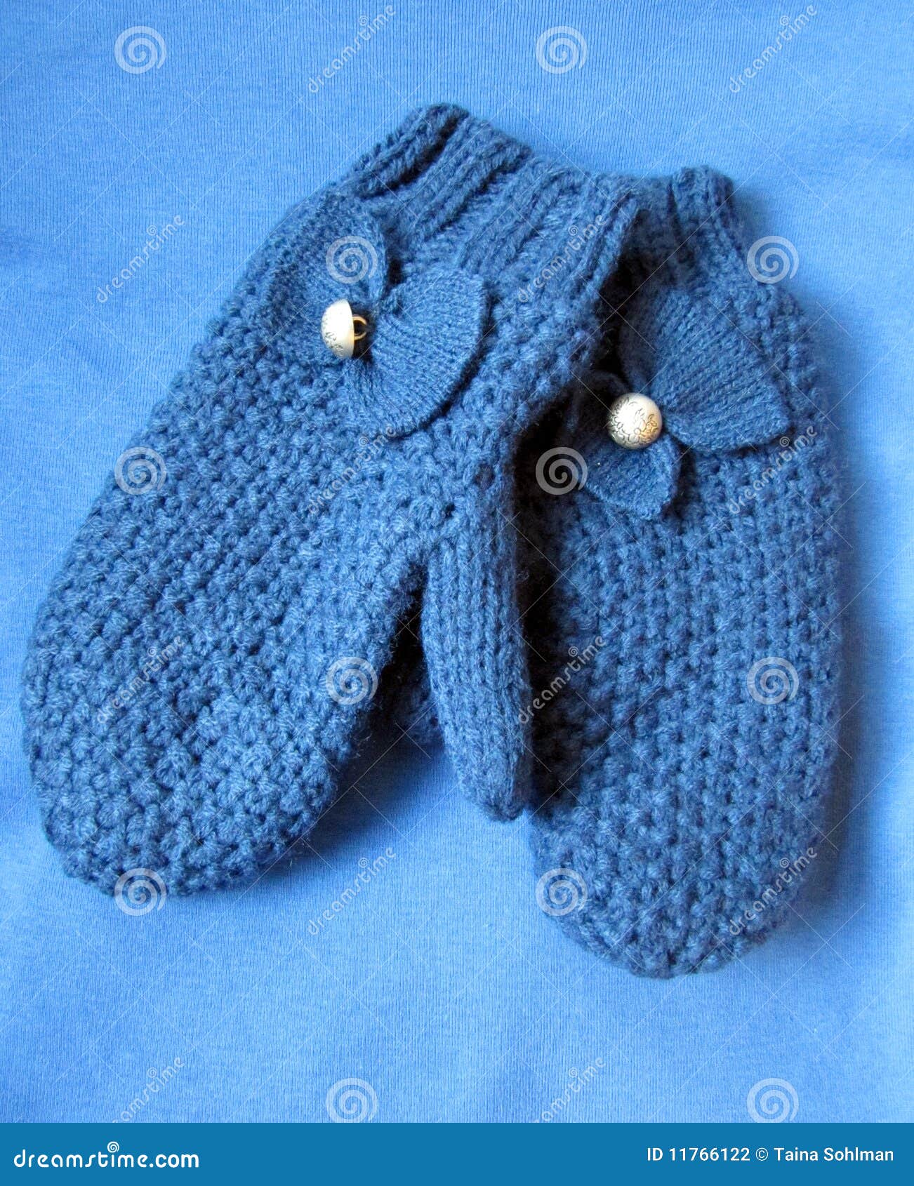 Blue Mittens stock photo. Image of button, colour, comfortable - 11766122