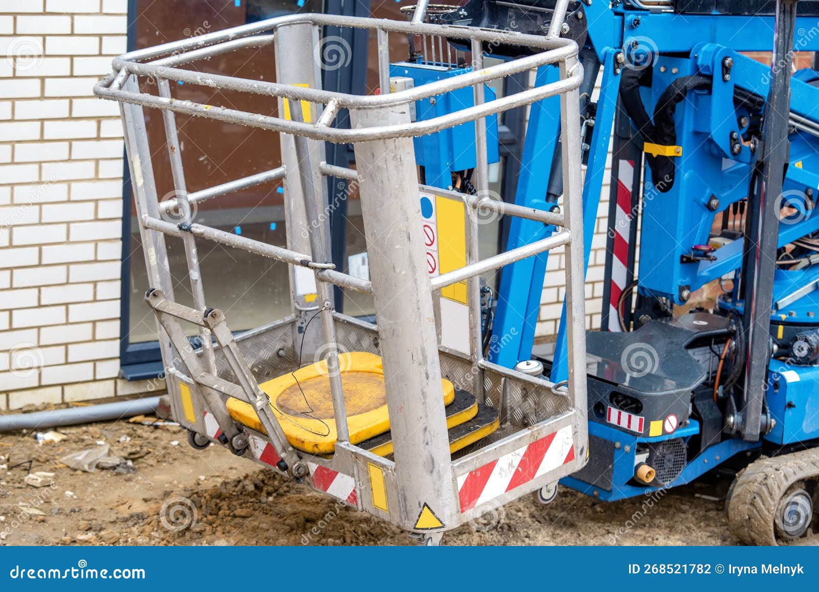 Blue Mobile Crawler Elevating Platform on Building Site Stock Photo ...
