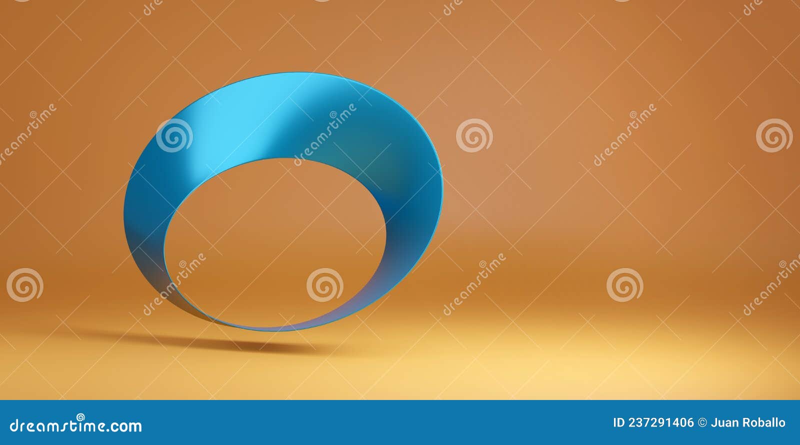 Blue Mobius Strip Isolated on Orange Background. 3d Illustration Stock ...