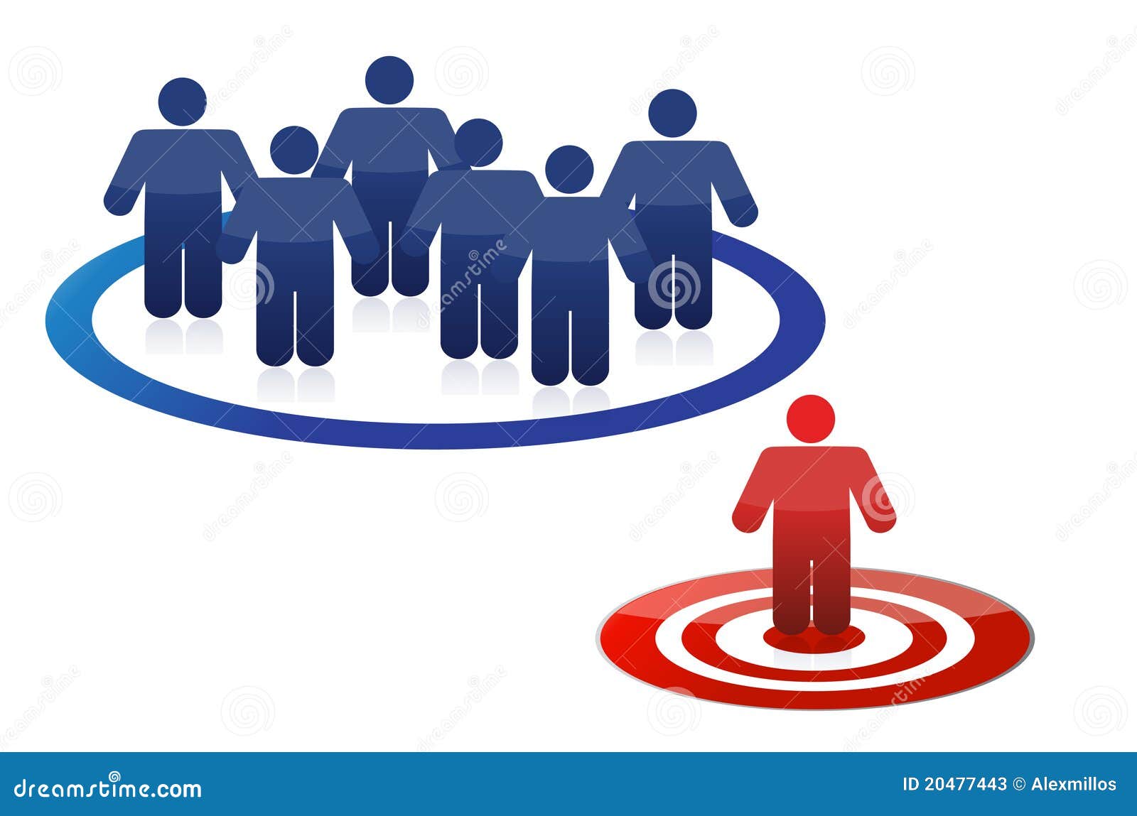 Blue Model Team and Leader in Red Stock Illustration - Illustration of ...