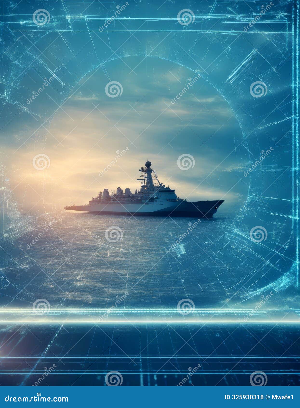 Blue Modern Abstract Ship Radar Background Digital Screen Round Sonar ...