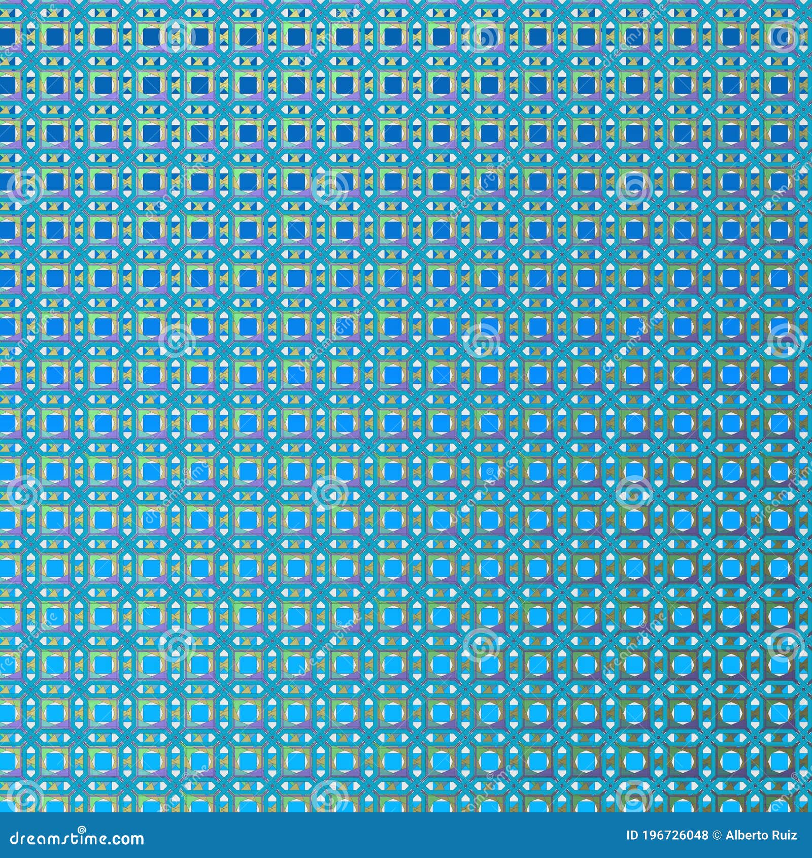 Blue Modern Arabic Pattern with Blue Squares Stock Illustration ...