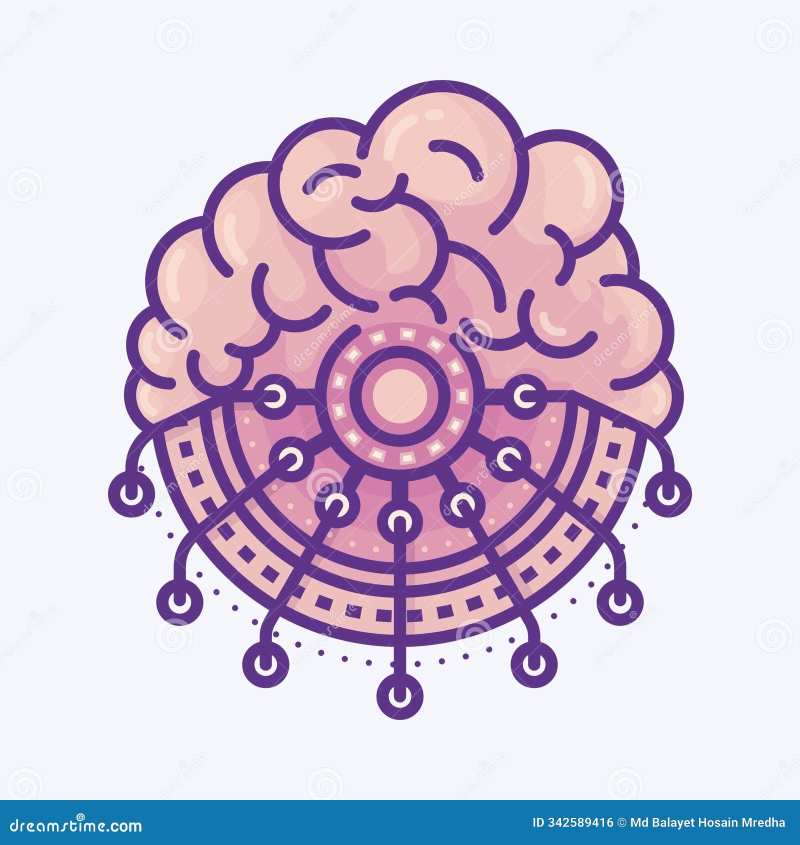 Illustration of Brain and Technology Integration Stock Illustration ...