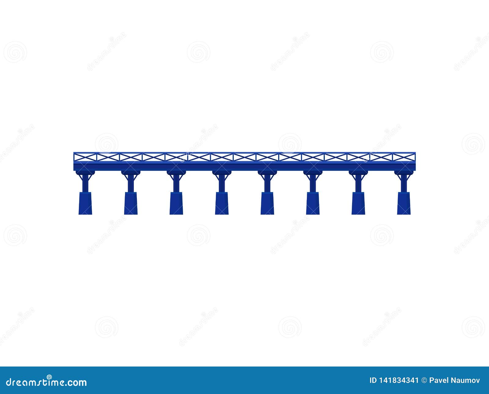 Blue Modern Bridge on White Background. Vector Illustration. Stock ...