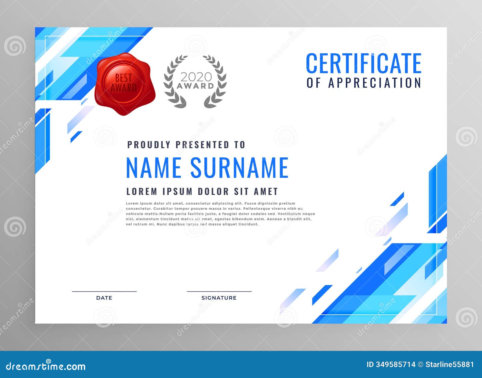 Blue Modern Business Certificate Design Stock Vector - Illustration of ...