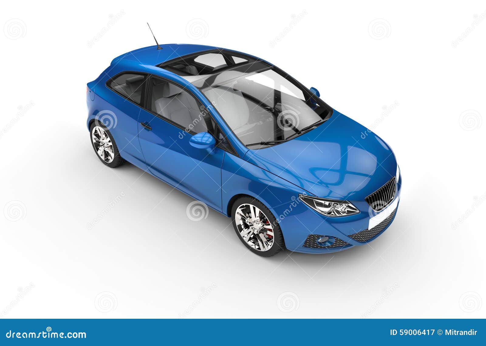 Blue Modern Car - Top View stock illustration. Illustration of class ...