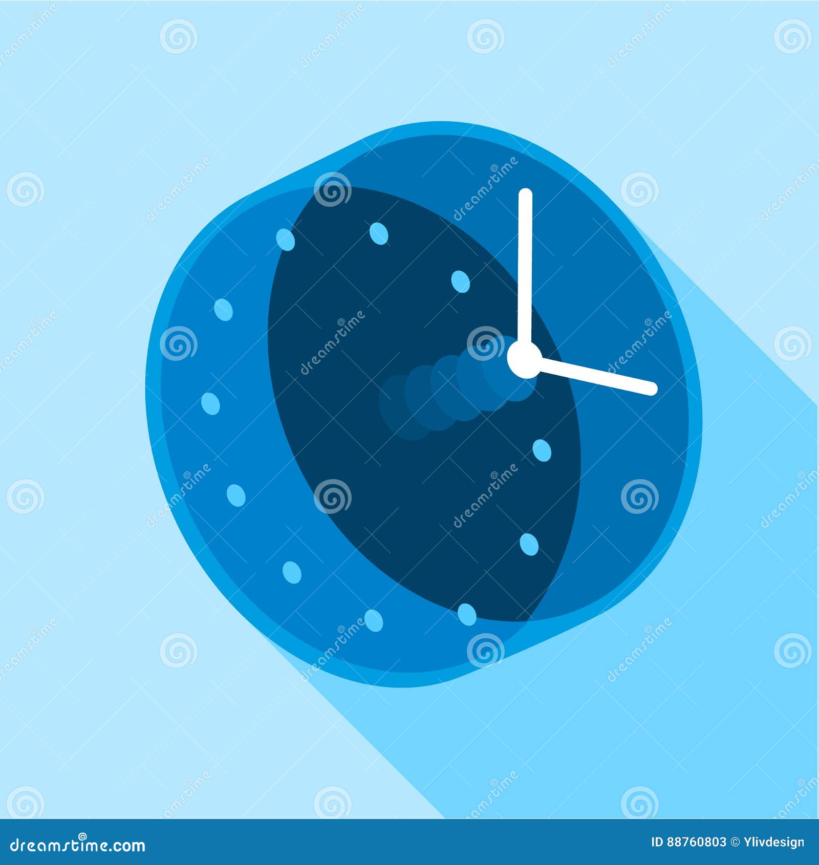 Blue Modern Clock Icon, Flat Style Stock Vector - Illustration of dial ...