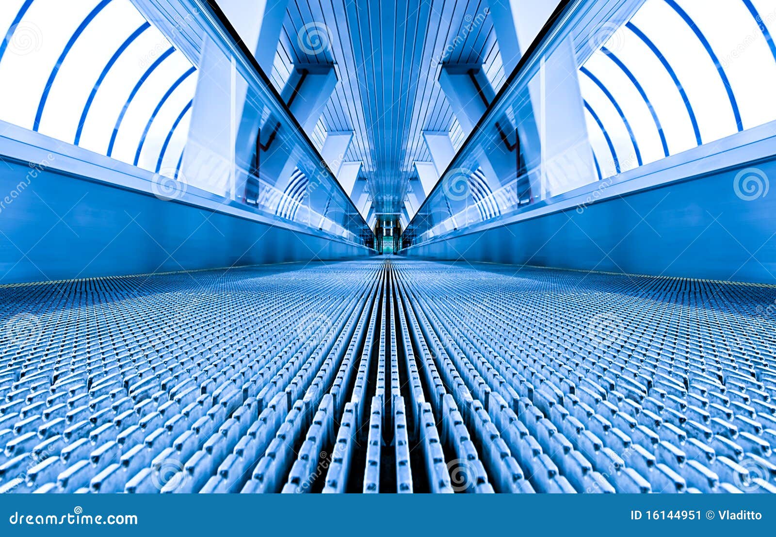 Blue modern escalator stock image. Image of abstract - 16144951