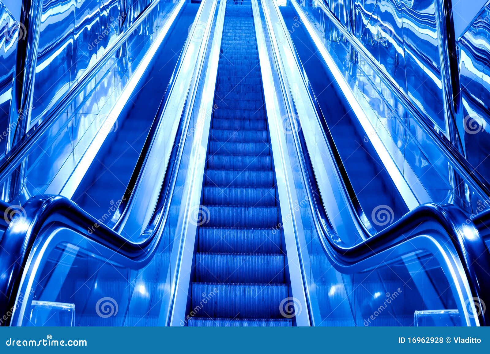 Blue modern escalator stock photo. Image of ceiling, city - 16962928